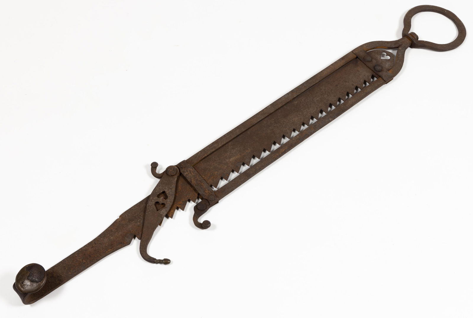 Pennsylvania Folk Art Wrought Iron Hearth Adjustable Trammel