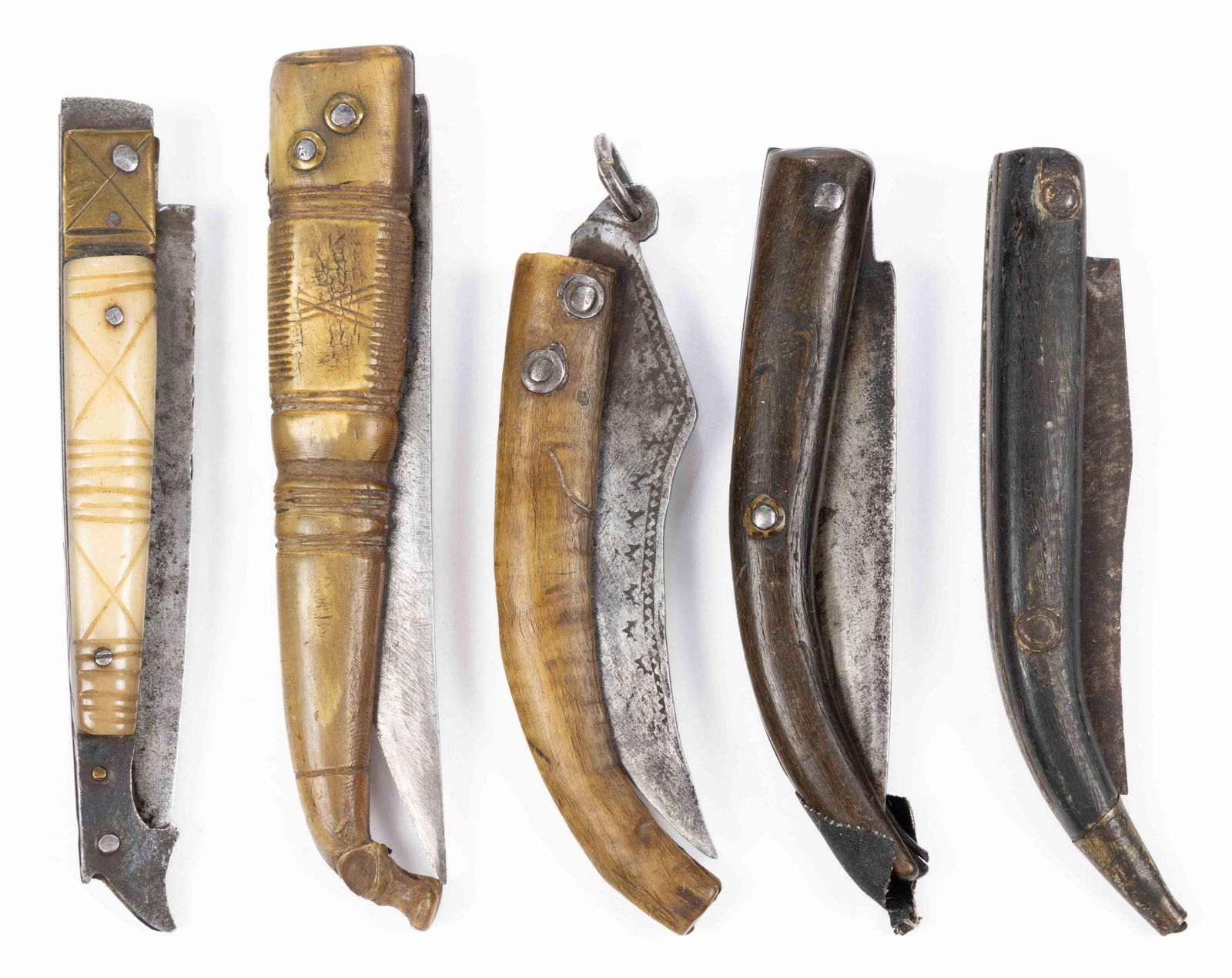 Colonial / American Revolutionary War Era Clasp Knives, Lot Of Five Auction