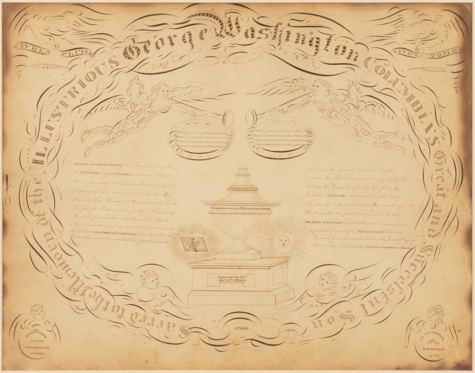 Historical George Washington Mourning Penmanship / Calligraphy Auction