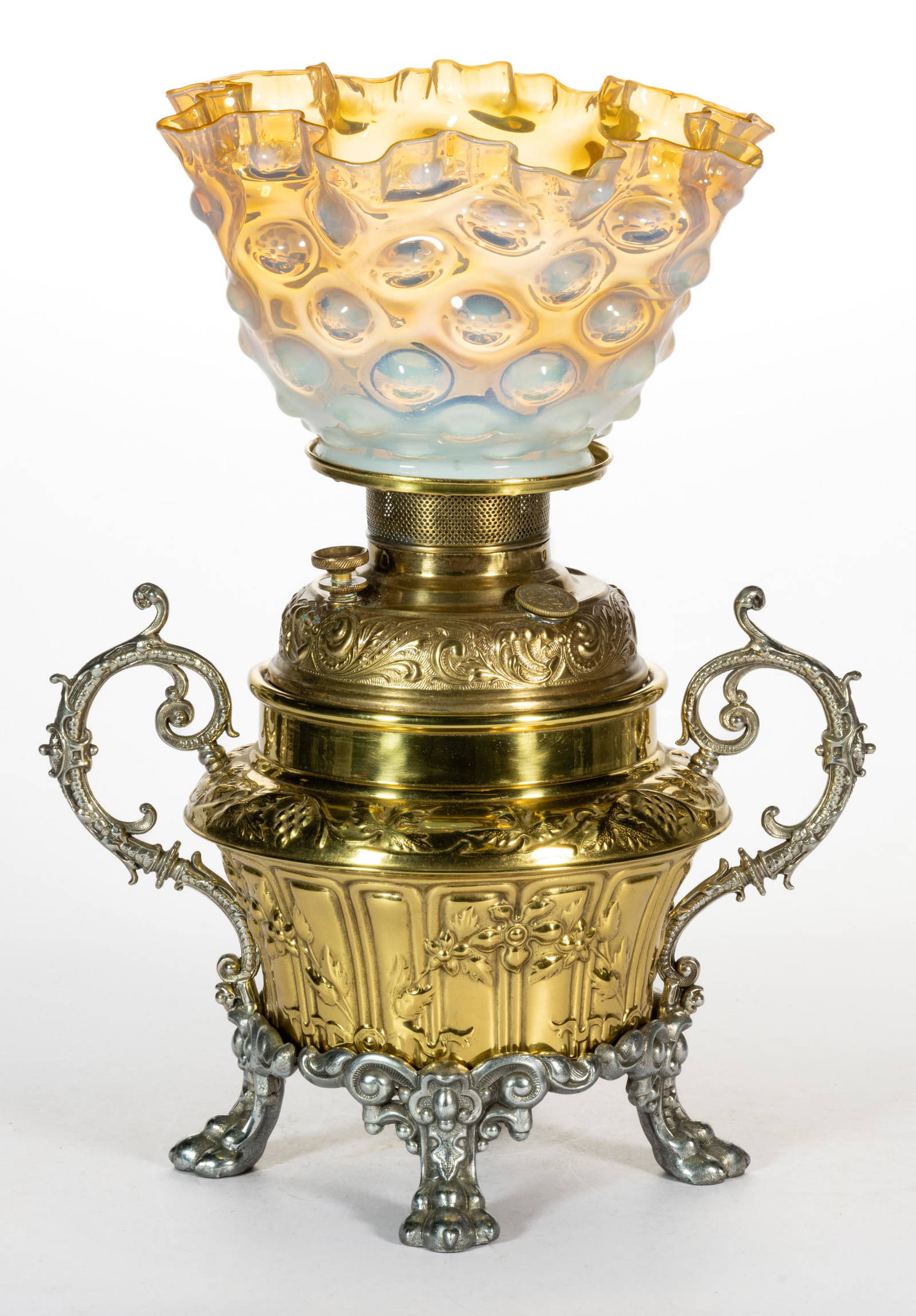 Victorian Brass And Metal Kerosene Banquet Lamp Auction