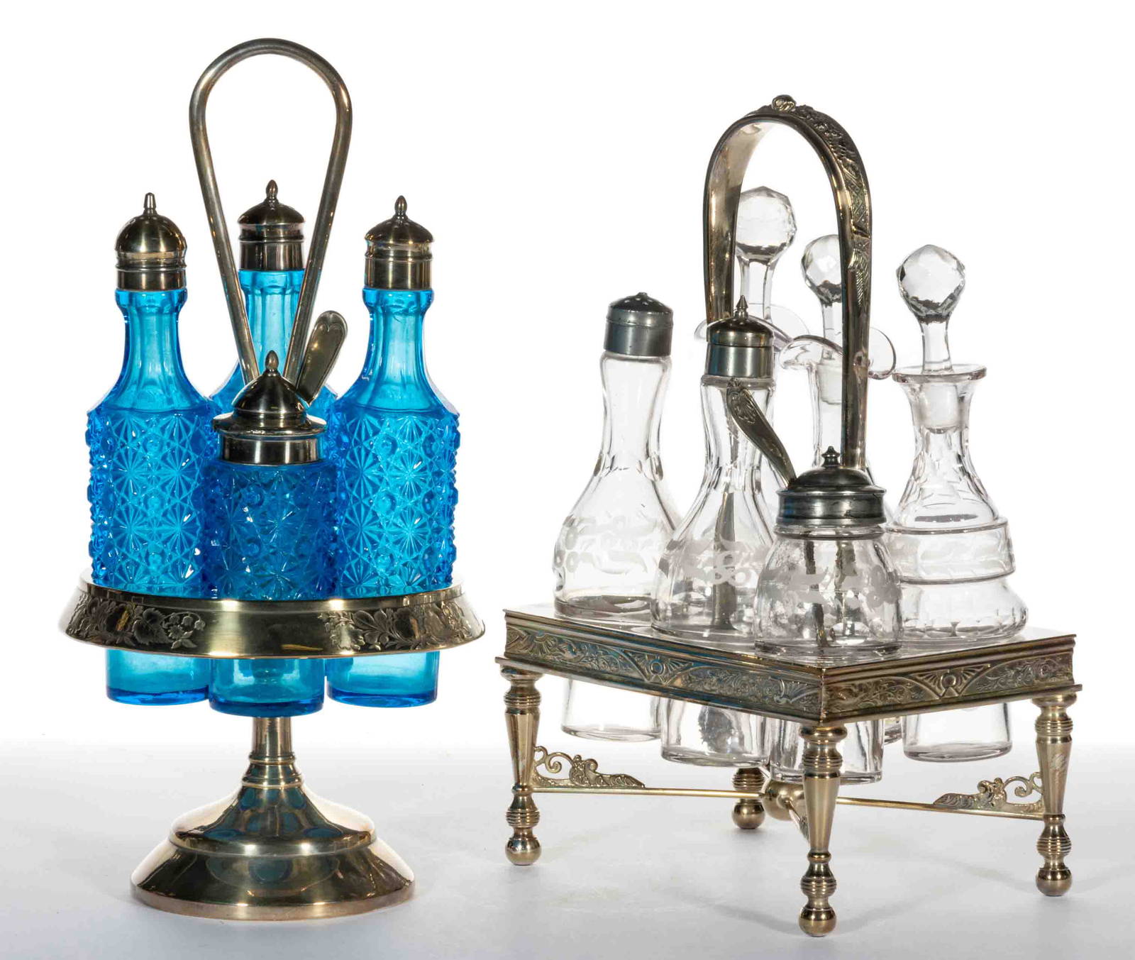 Assorted Glass Caster Sets, Lot Of Two Auction