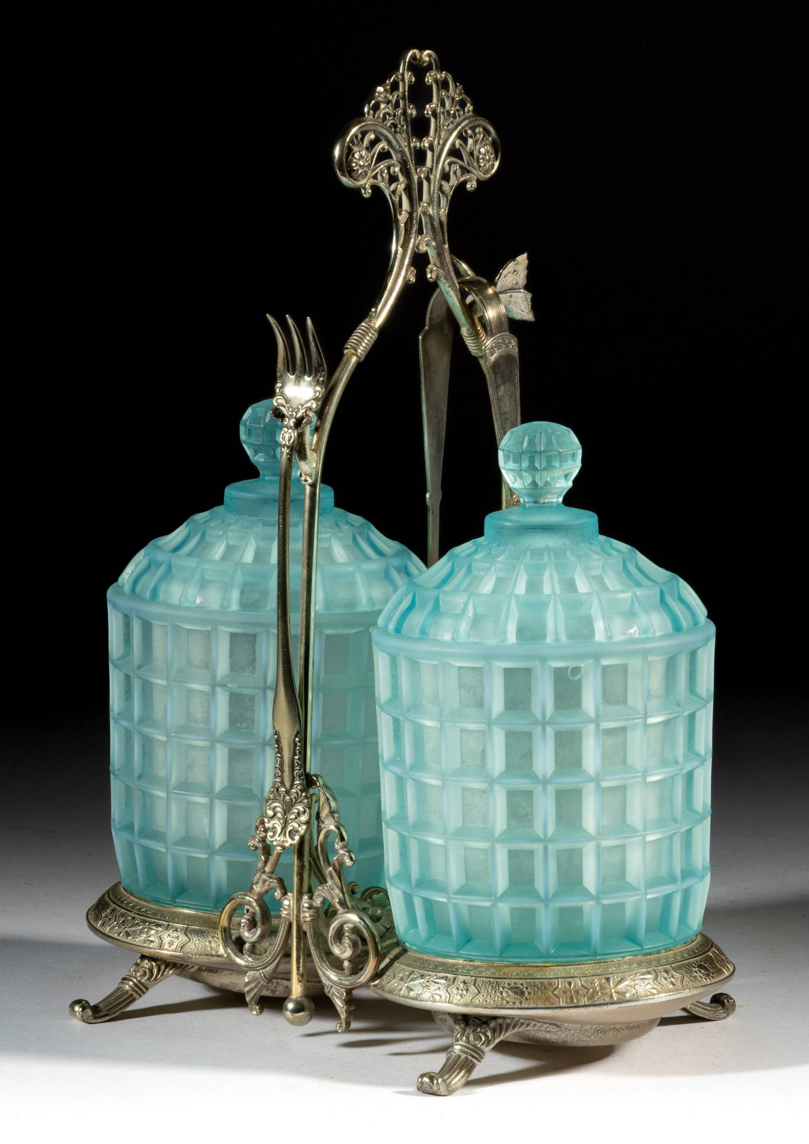 Beatty Waffle Pair Of Pickle Casters Auction