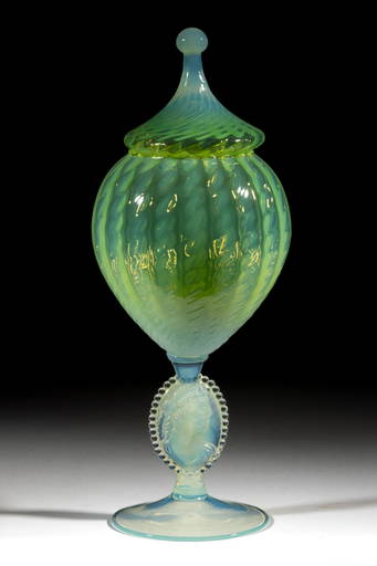 Opalescent Broken Column And Medallion Covered Jar