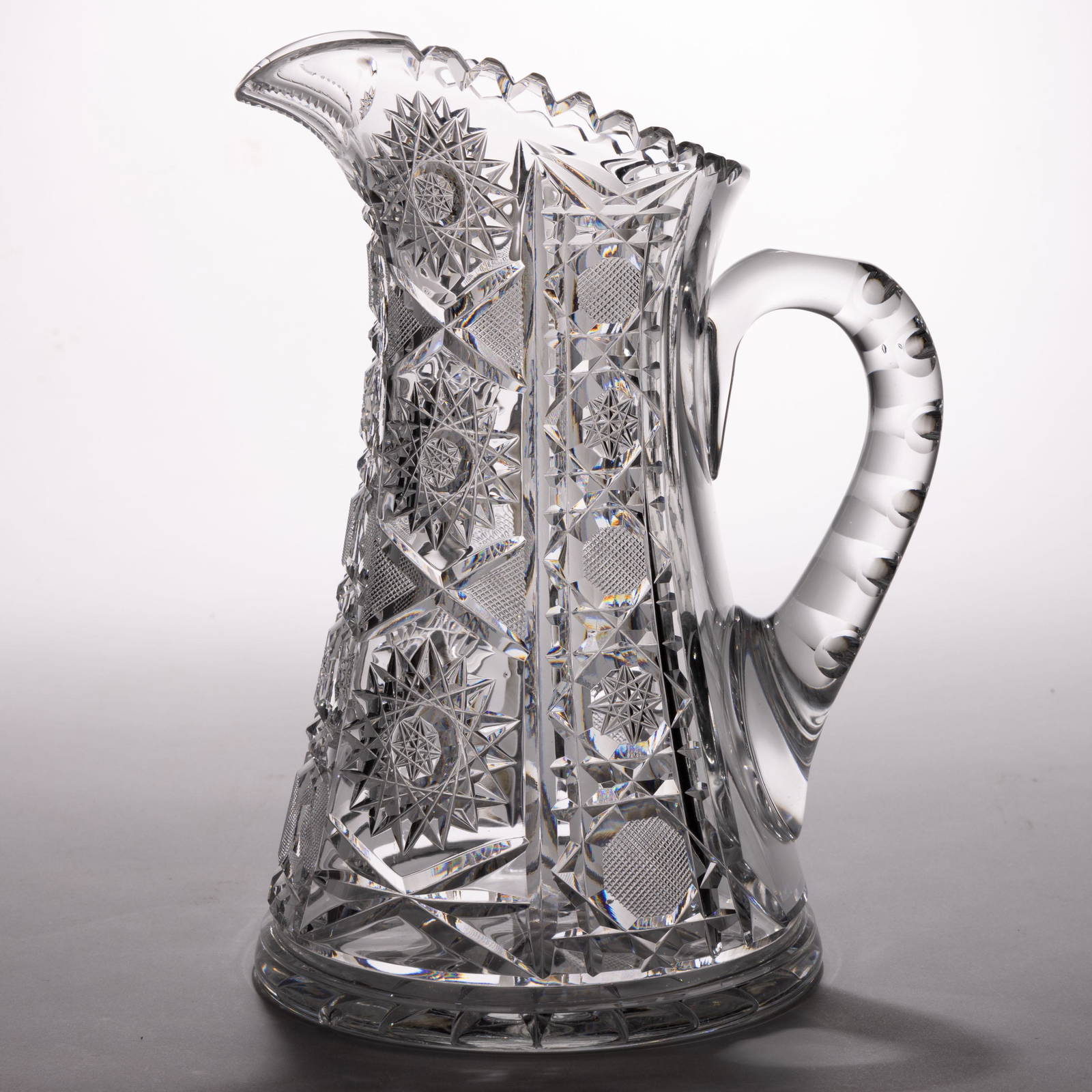 American Brilliant Cut Glass Signed Fry Water Pitcher Auction