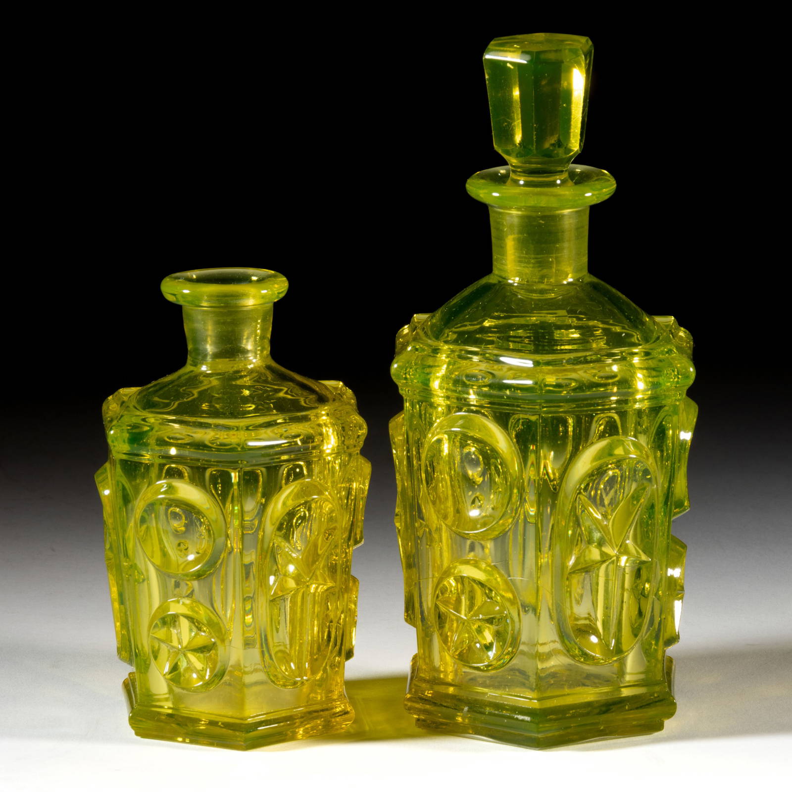 Pressed Star And Punty Cologne Bottles, Lot Of Two Auction