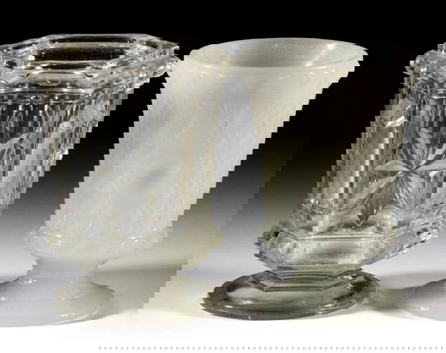 Pressed Flint Eapg Spoon / Spill Holders, Lot Of Two