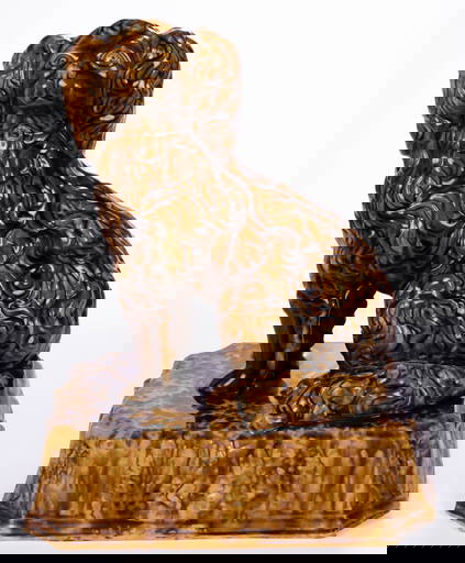 American Flint Enamel Rockingham Glazed Pottery Figural Dog / Spaniel