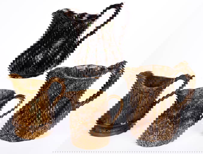 American Flint Enamel Rockingham Glazed Pitchers, Lot Of Four