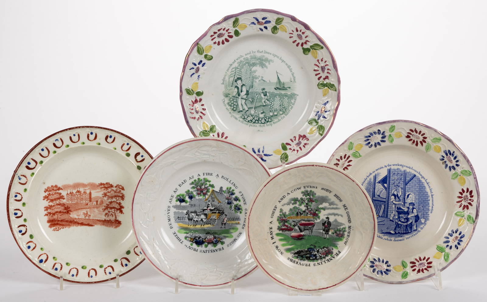 English Franklin's Maxims / Proverbs Transfer-printed Ceramic Plates ...