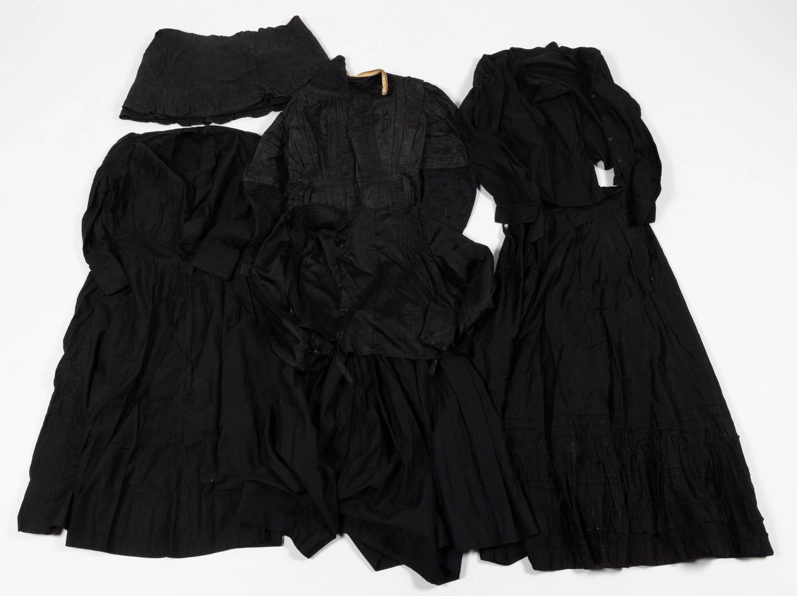 Victorian / Antique Black / Mourning Clothing, Lot Of Seven Auction