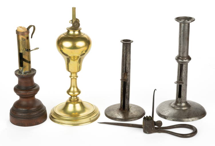 American And European Primitive Lighting Devices, Lot Of Five