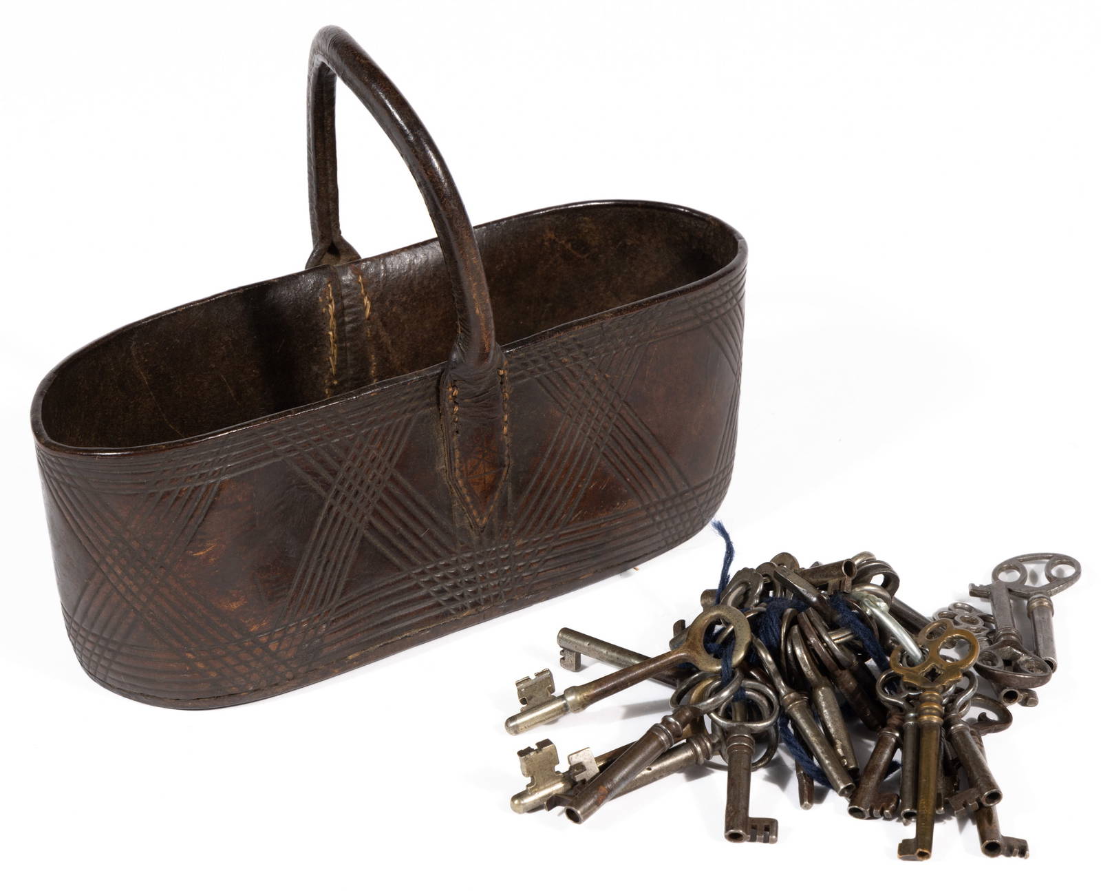 Virginia Tooled Leather Key Basket Auction