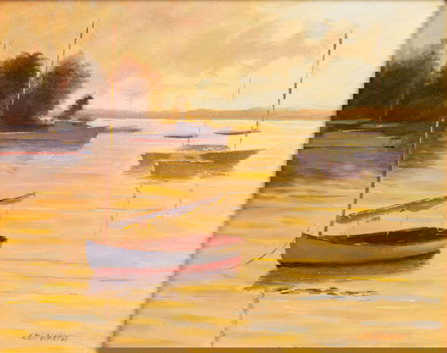 Ed Hatch (virginia, B. 1954) Maryland Shore Luminous Painting