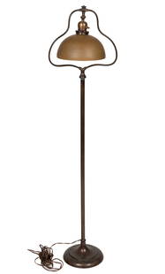 Antique Handel Harp Metal Floor Lamp With Stained Slag Glass Shade Auction