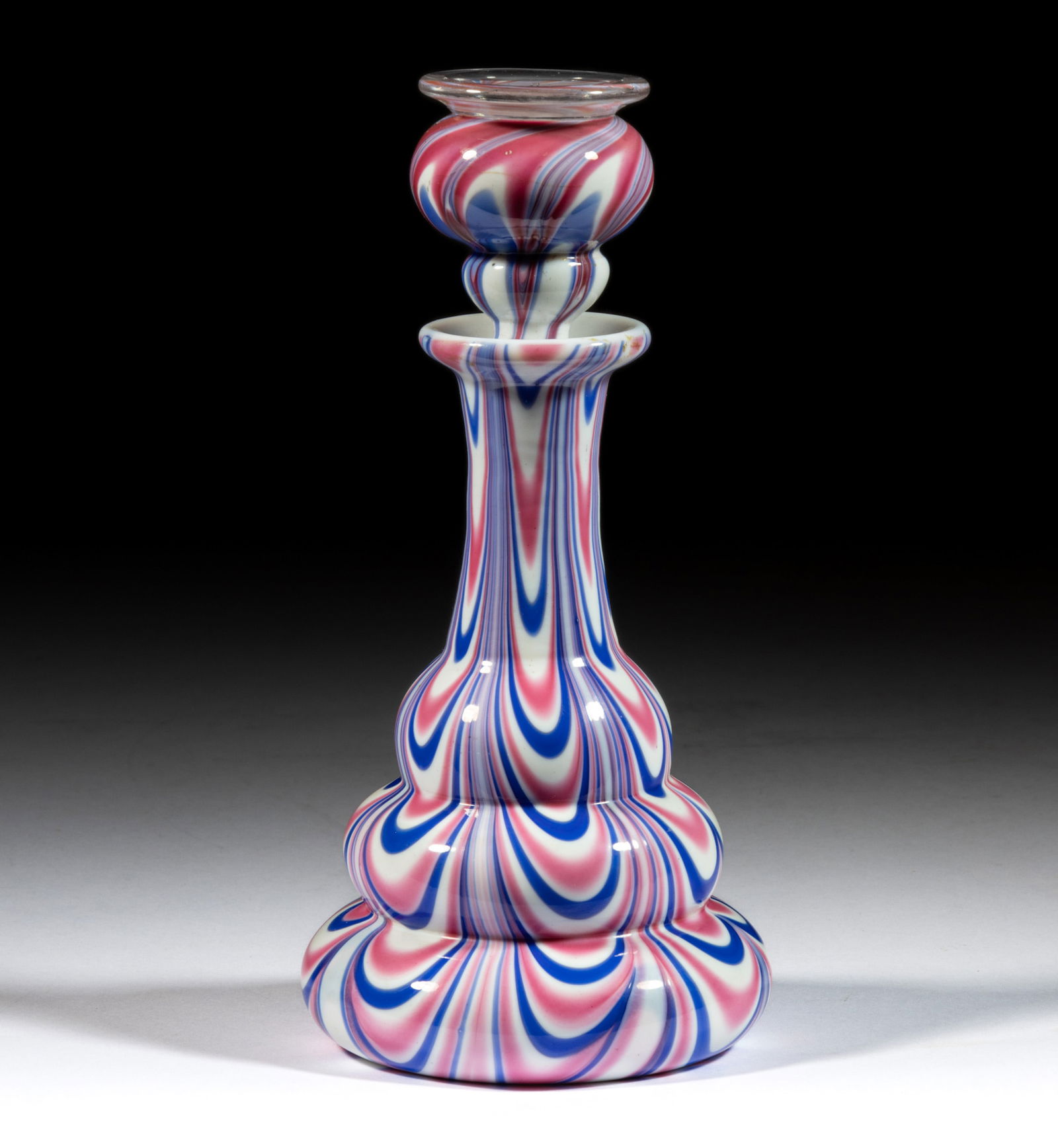 Free-blown Lutz Marbrie Loop Perfume / Cologne Bottle Auction