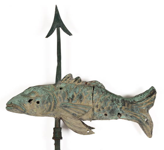 American Folk Art Full Body Molded Copper Fish Weathervane