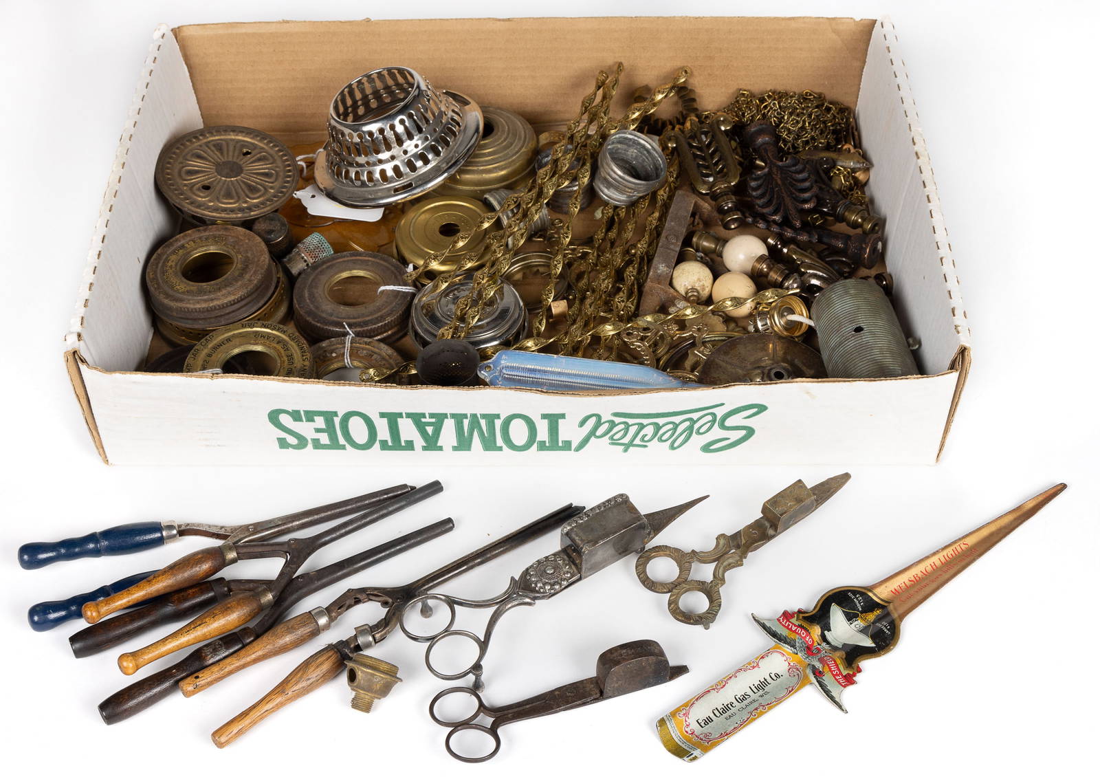 Assorted Kerosene Lamp Parts Uncounted Lot Auction