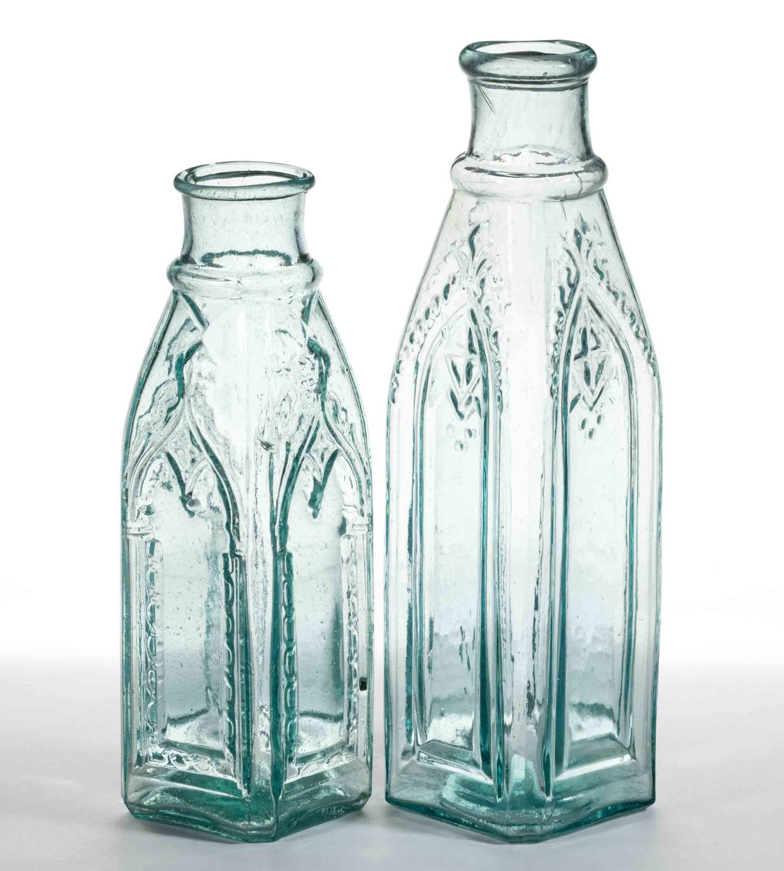 Cathedral / Gothic Pickle Jars / Bottles, Lot Of Two Auction