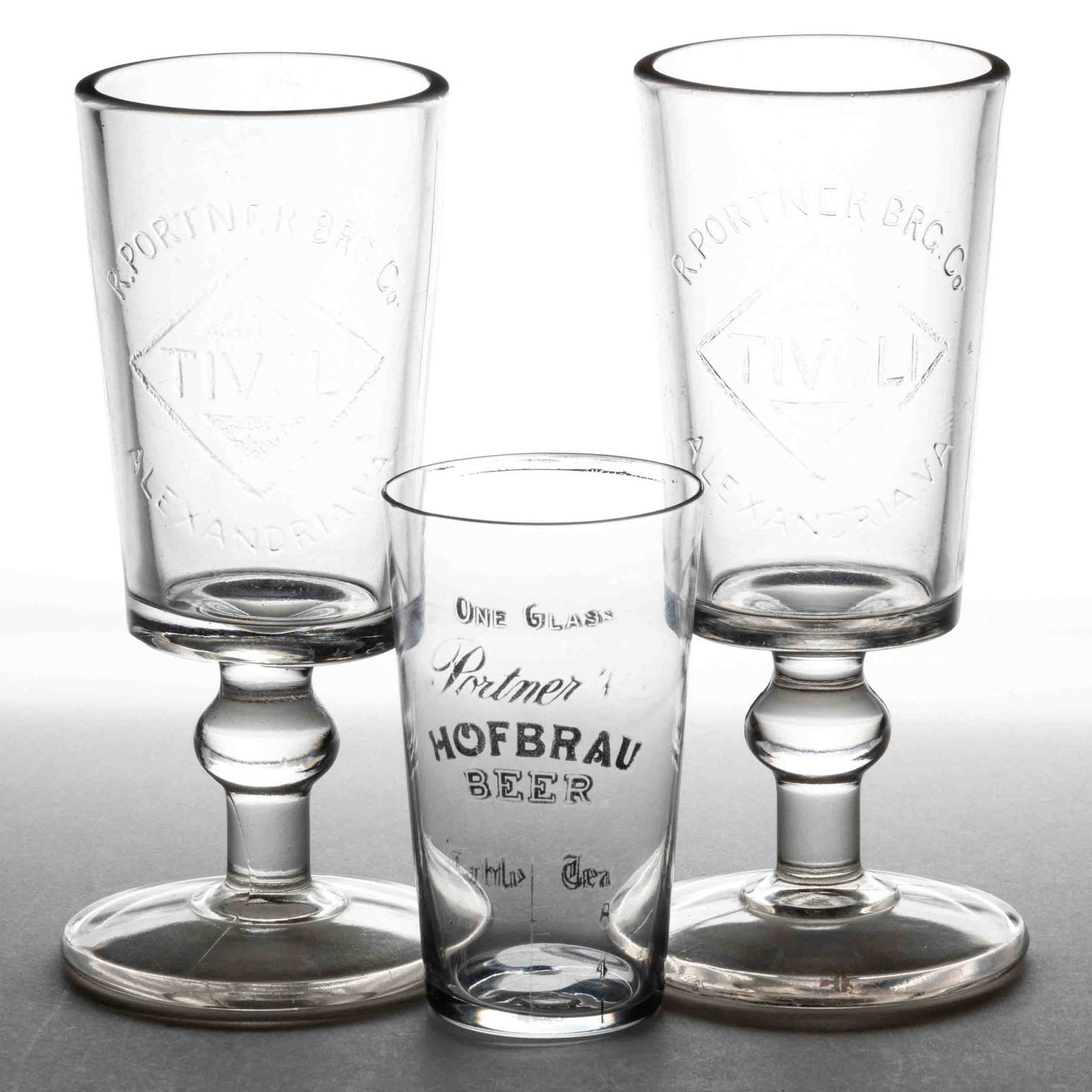 Robert Portner Brewing Co., Alexandria, Virginia Advertising Glasses ...