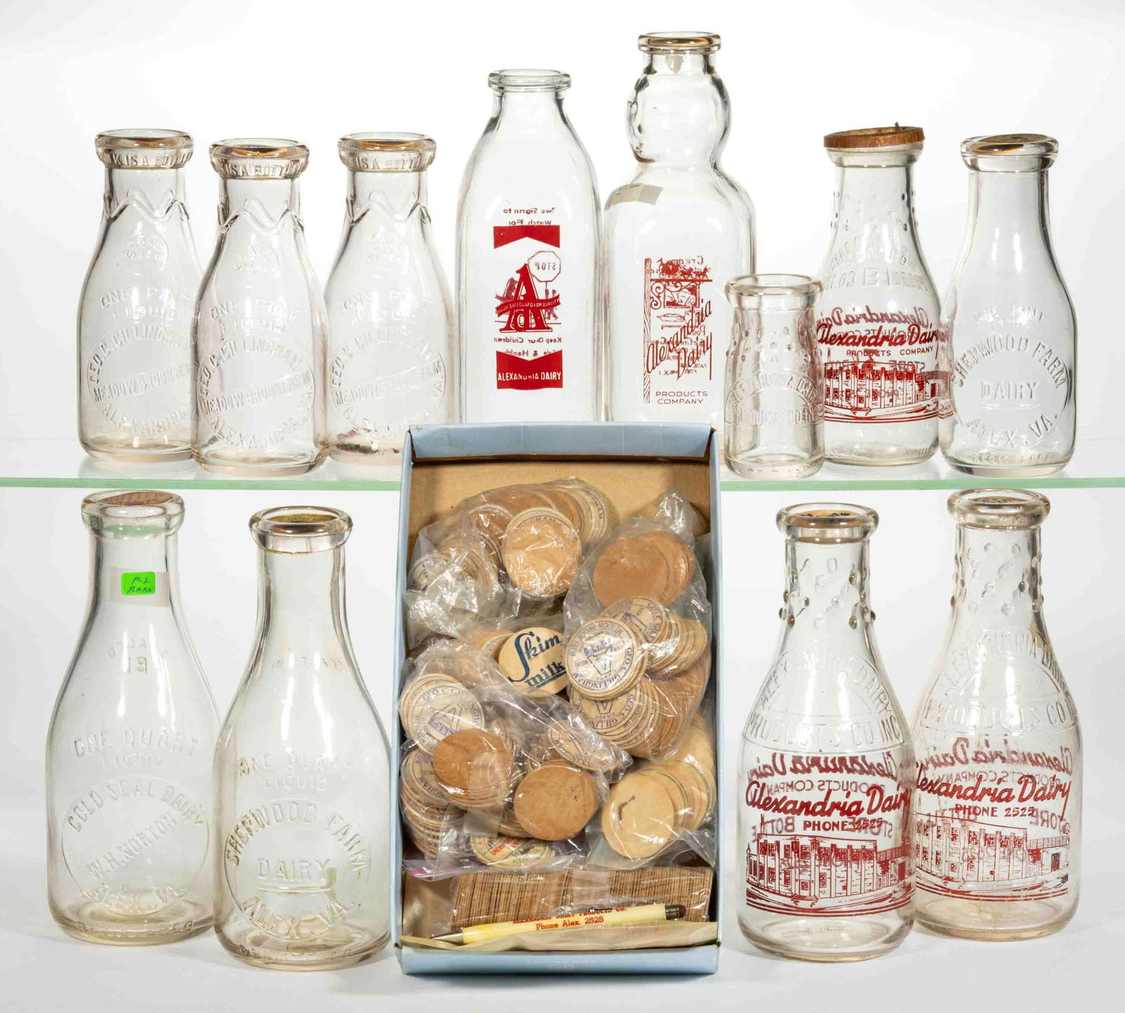 Assorted Alexandria, Virginia Milk Bottles / Articles, Lot Of 12 Auction
