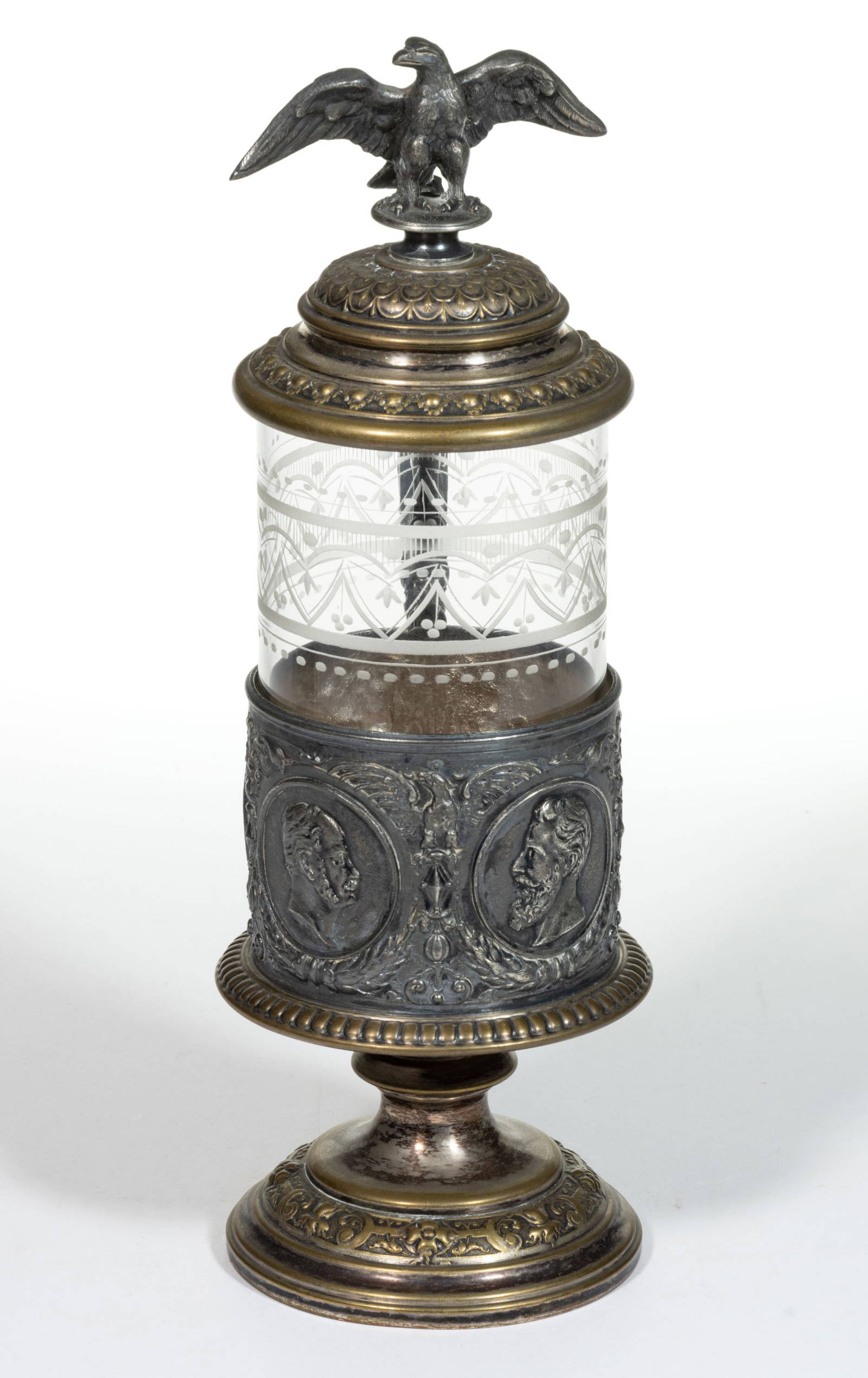 European Blown And Engraved Glass Stein Auction