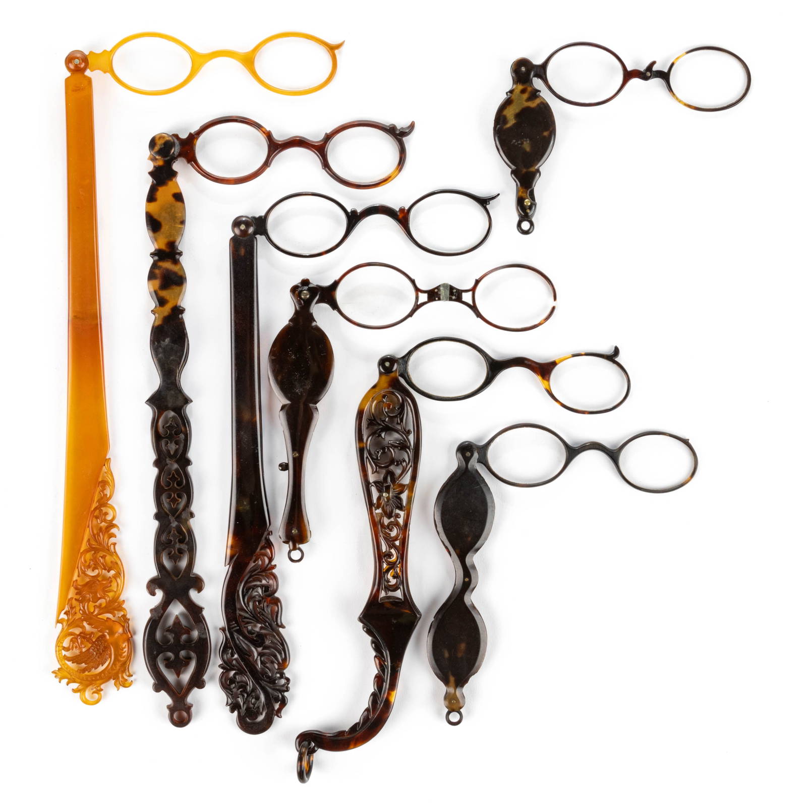 Assorted Tortoise Shell / Plastic Lorgnettes, Lot Of Seven Auction