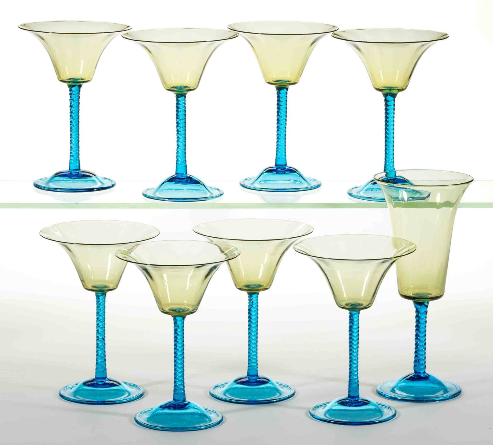 Steuben No 6131 Art Glass Drinking Articles Lot Of Nine Auction