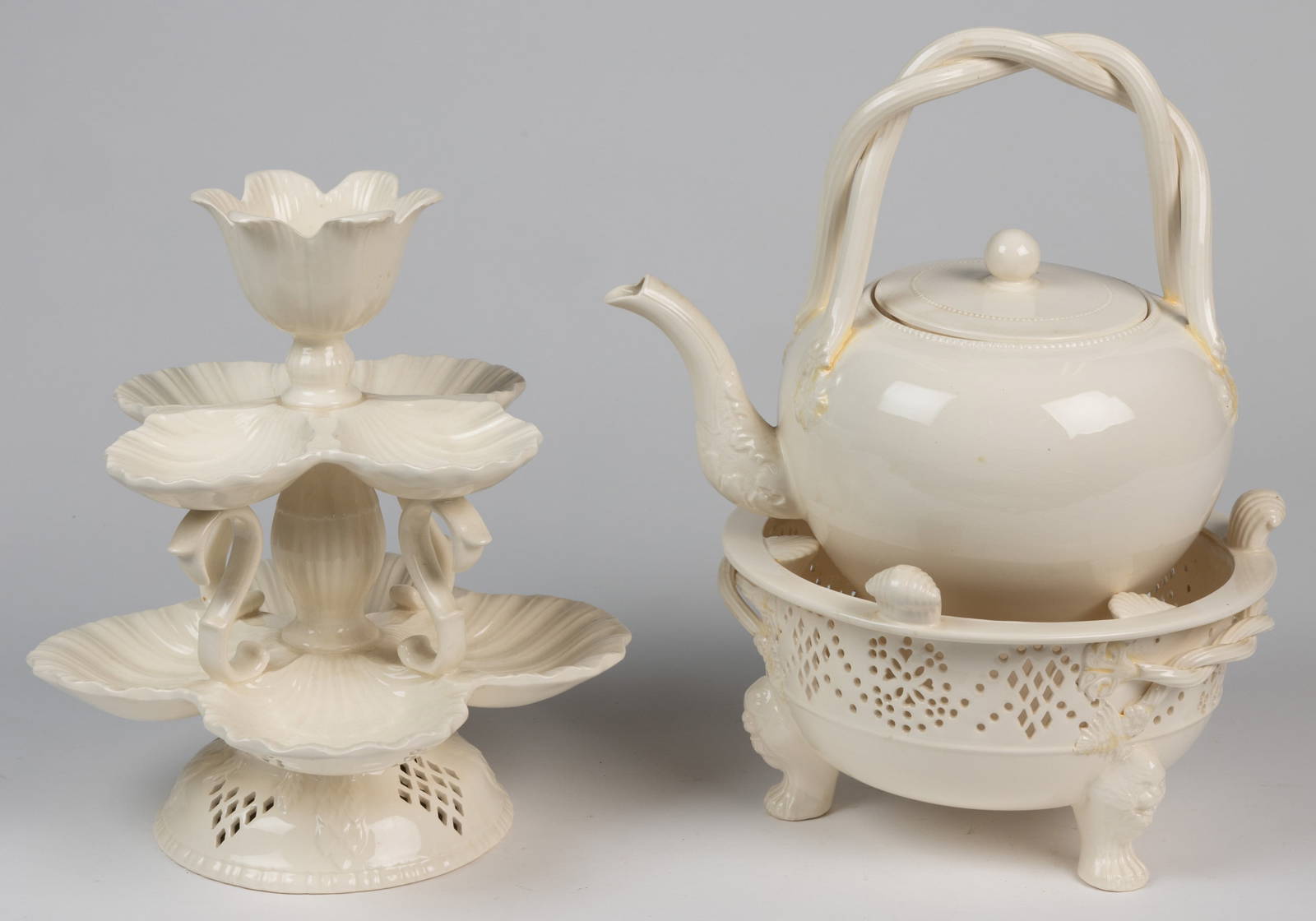 English Leedsware Classical Creamware Ceramic Articles, Lot Of Three ...