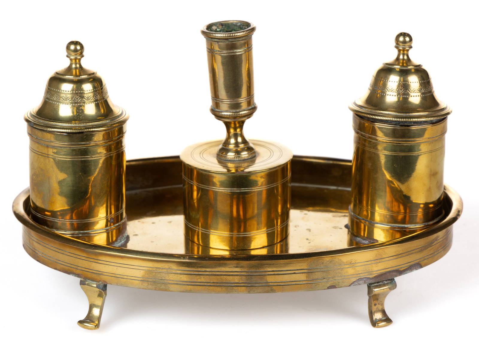 English Brass Standish / Inkstand Auction