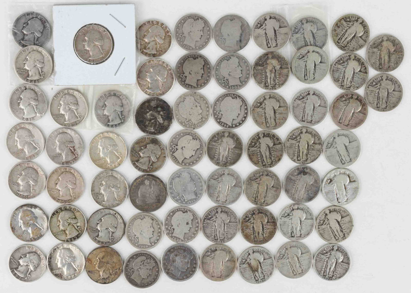 United States Silver Assorted Quarters, Lot Of 62 Auction