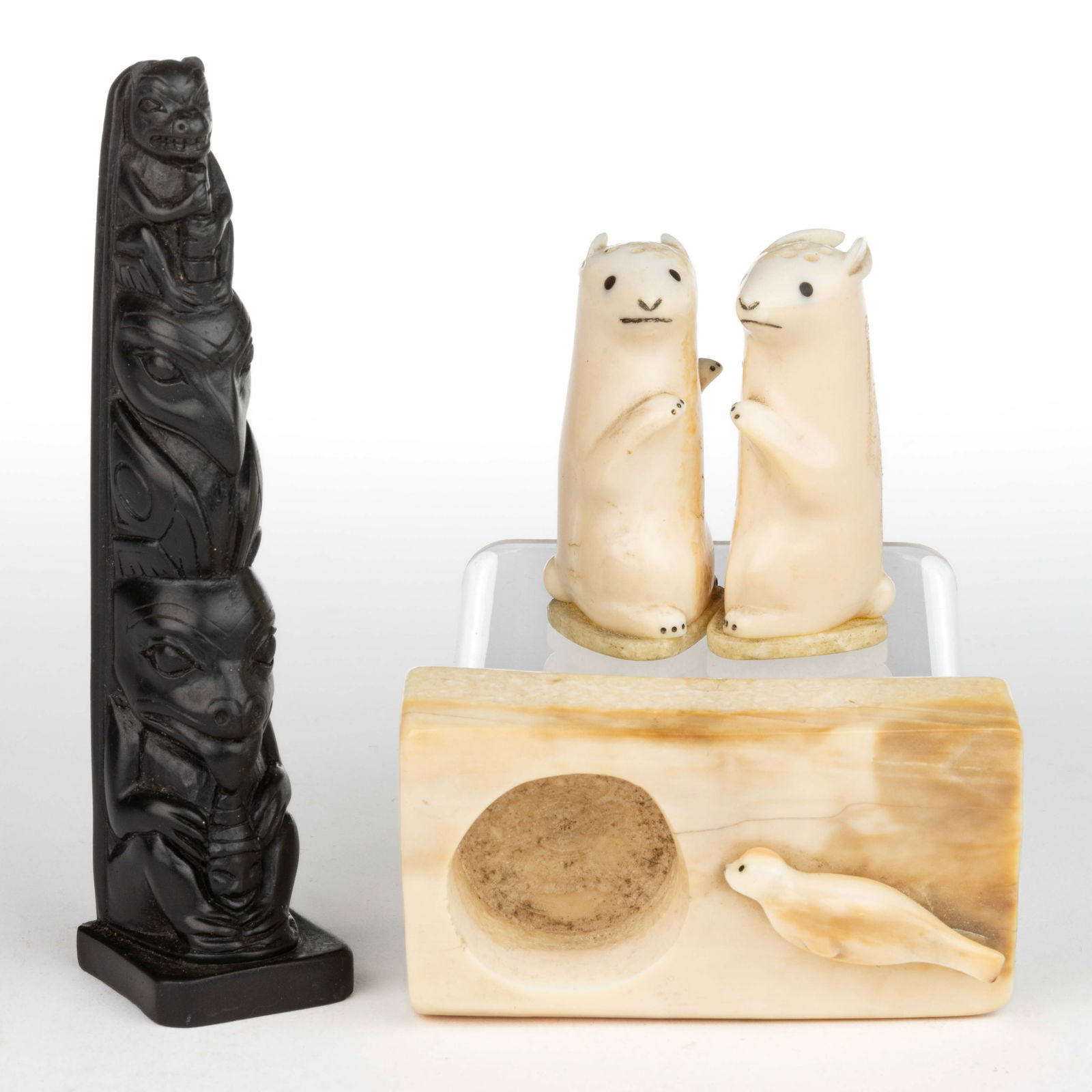 Assorted Native American / Inuit Bone And Argillite Carvings, Lot Of ...