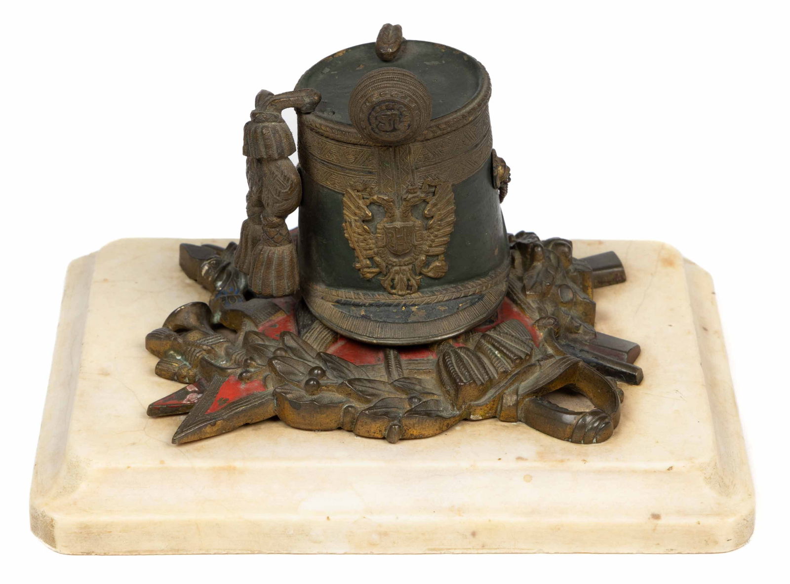 Continental Patinated-metal Russian Military Inkwell Auction