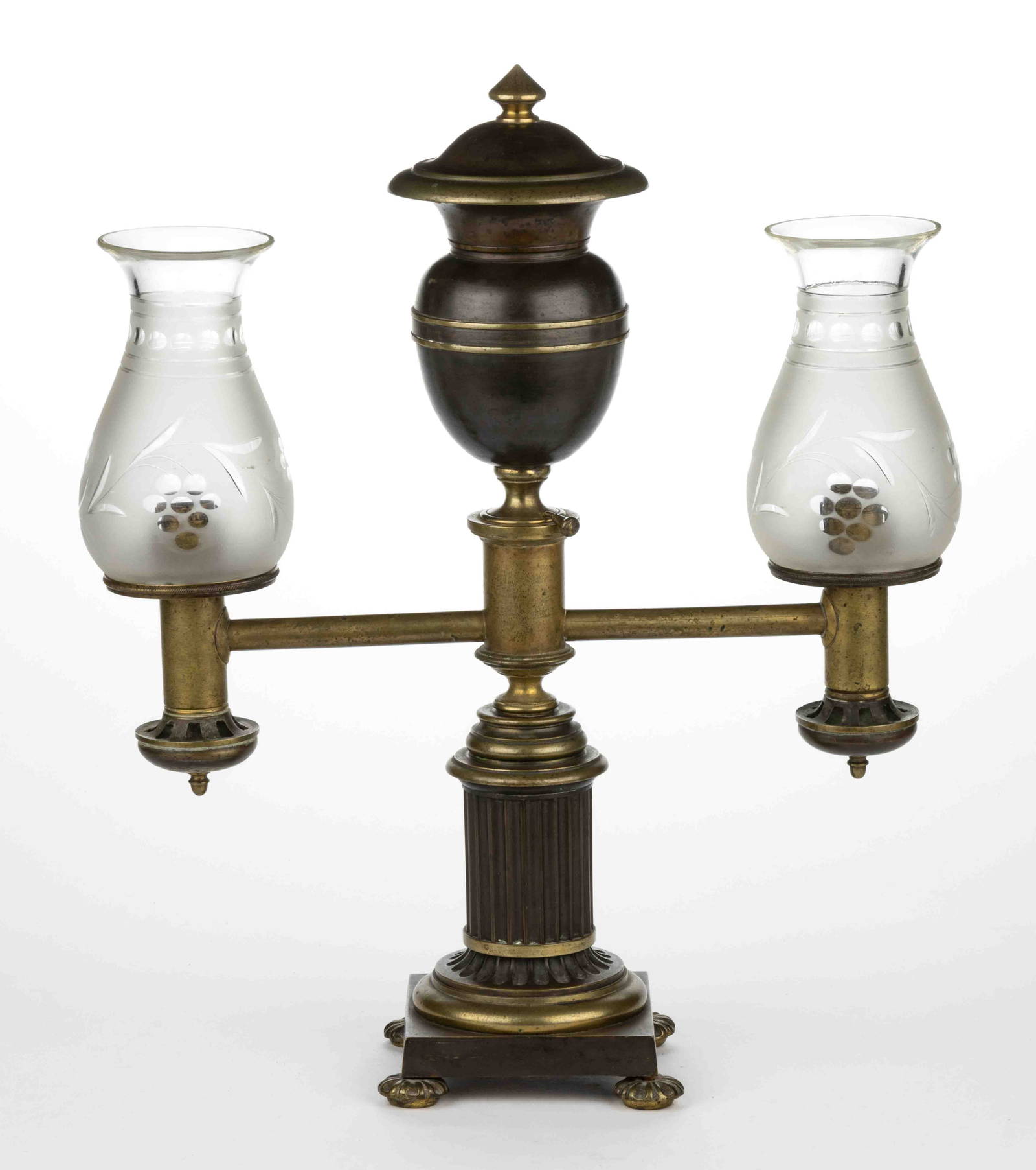Brass / Bronze Double-arm Argand Lamp Auction