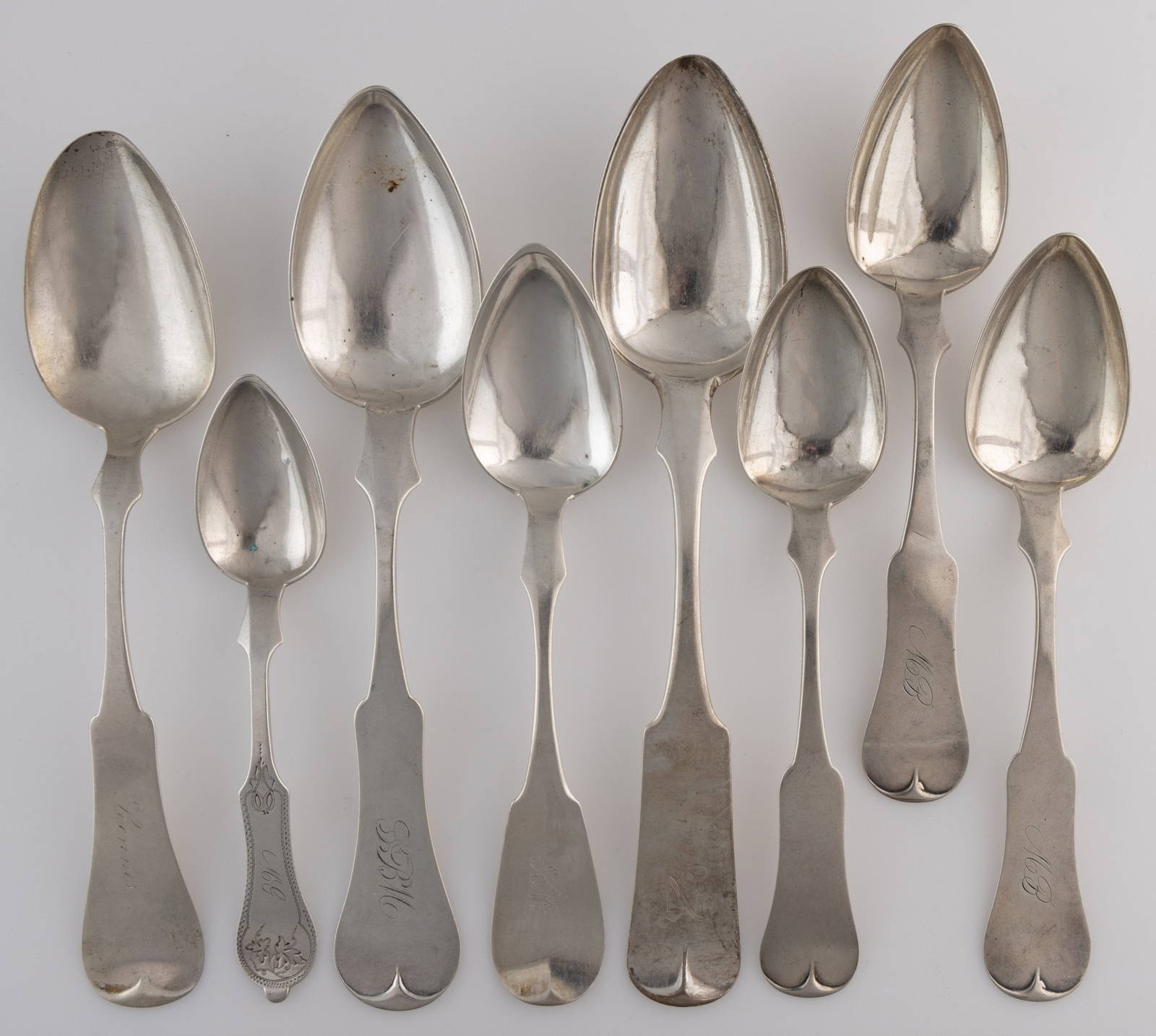 Lexington, Kentucky Sterling And Coin Silver Spoons, Lot Of Eight Auction