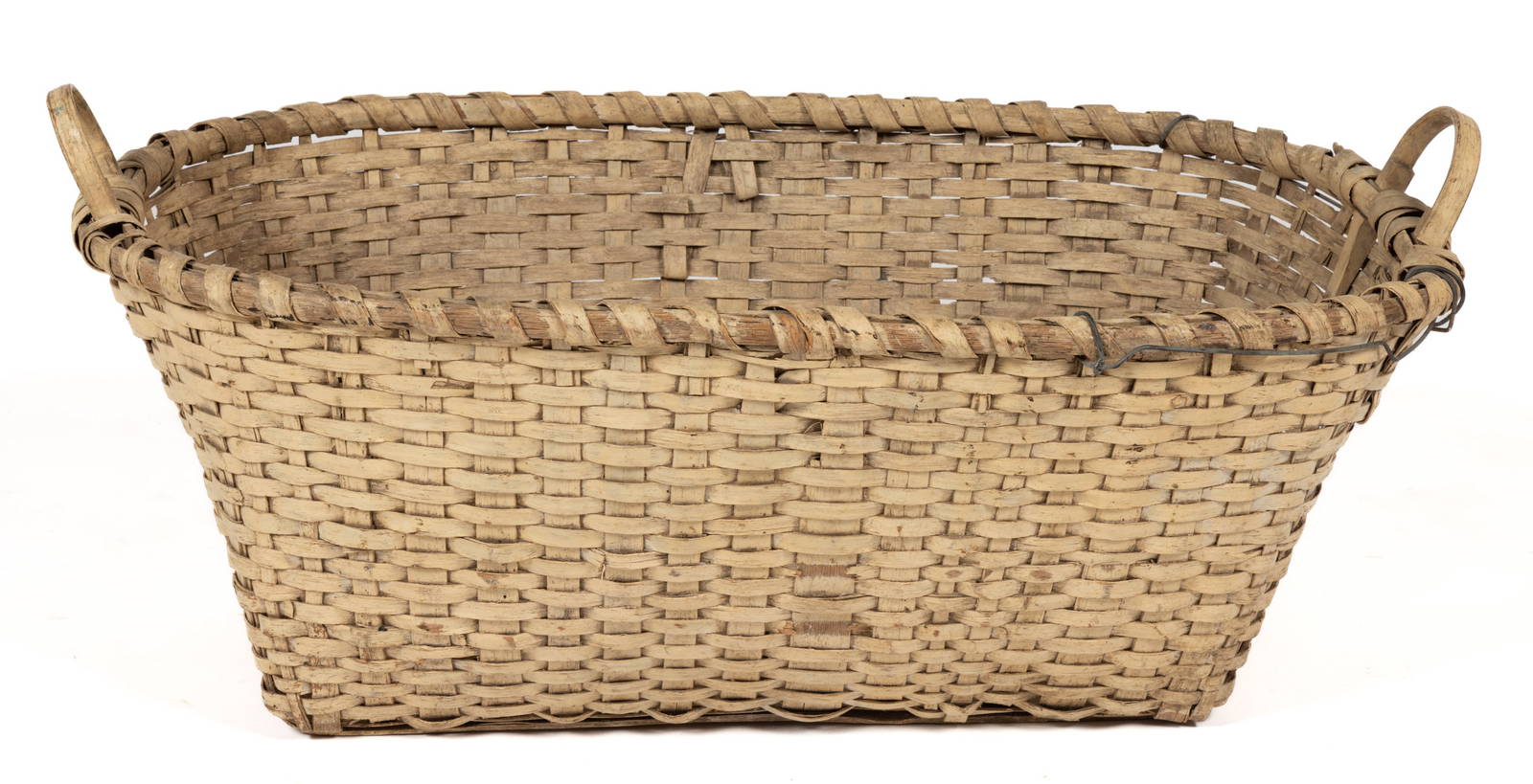 Mid-atlantic Painted Stave-type Woven-splint Gathering Basket Auction