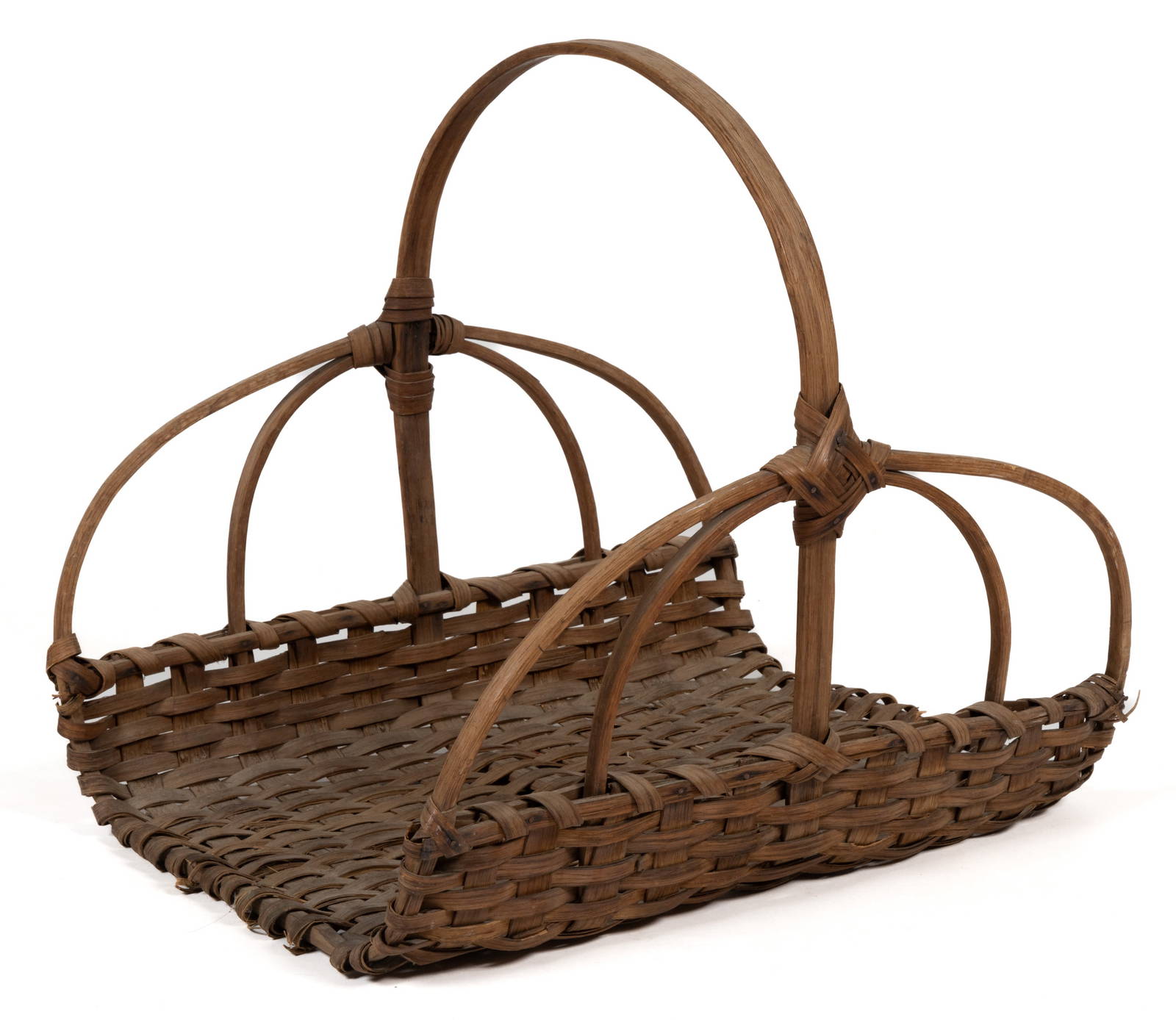Mid-atlantic Stave-type Woven-splint Kindling / Firewood Basket Auction