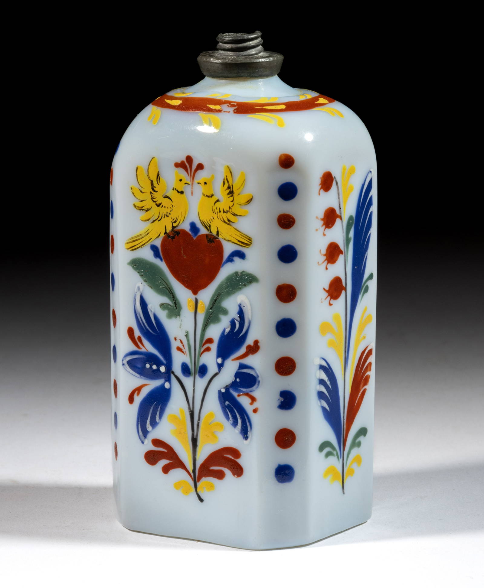 Half Post Blown And Decorated Stiegel Type Bottle Flask Auction
