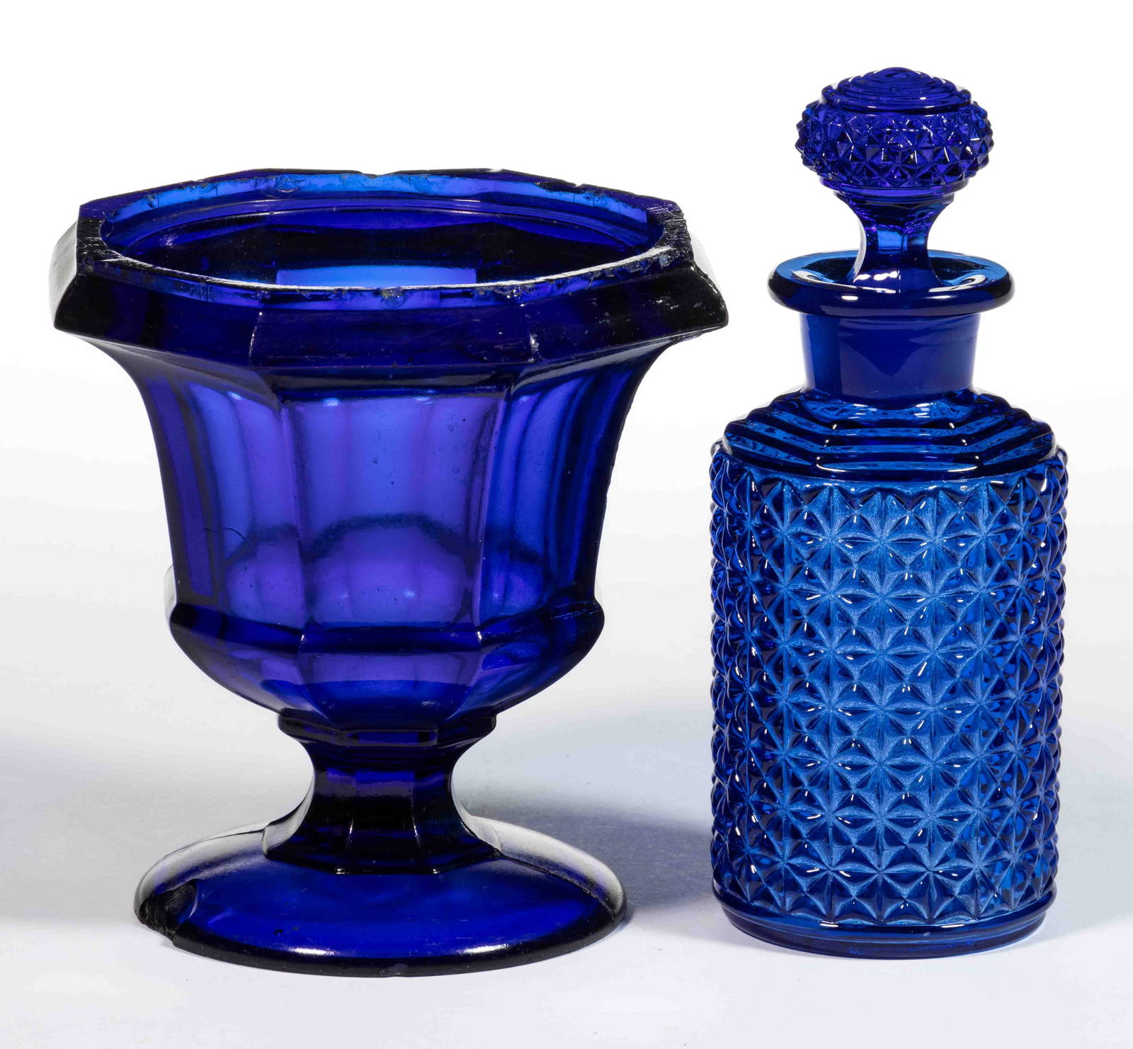 Blown-molded Fine-cut Pattern Cologne Bottle Auction