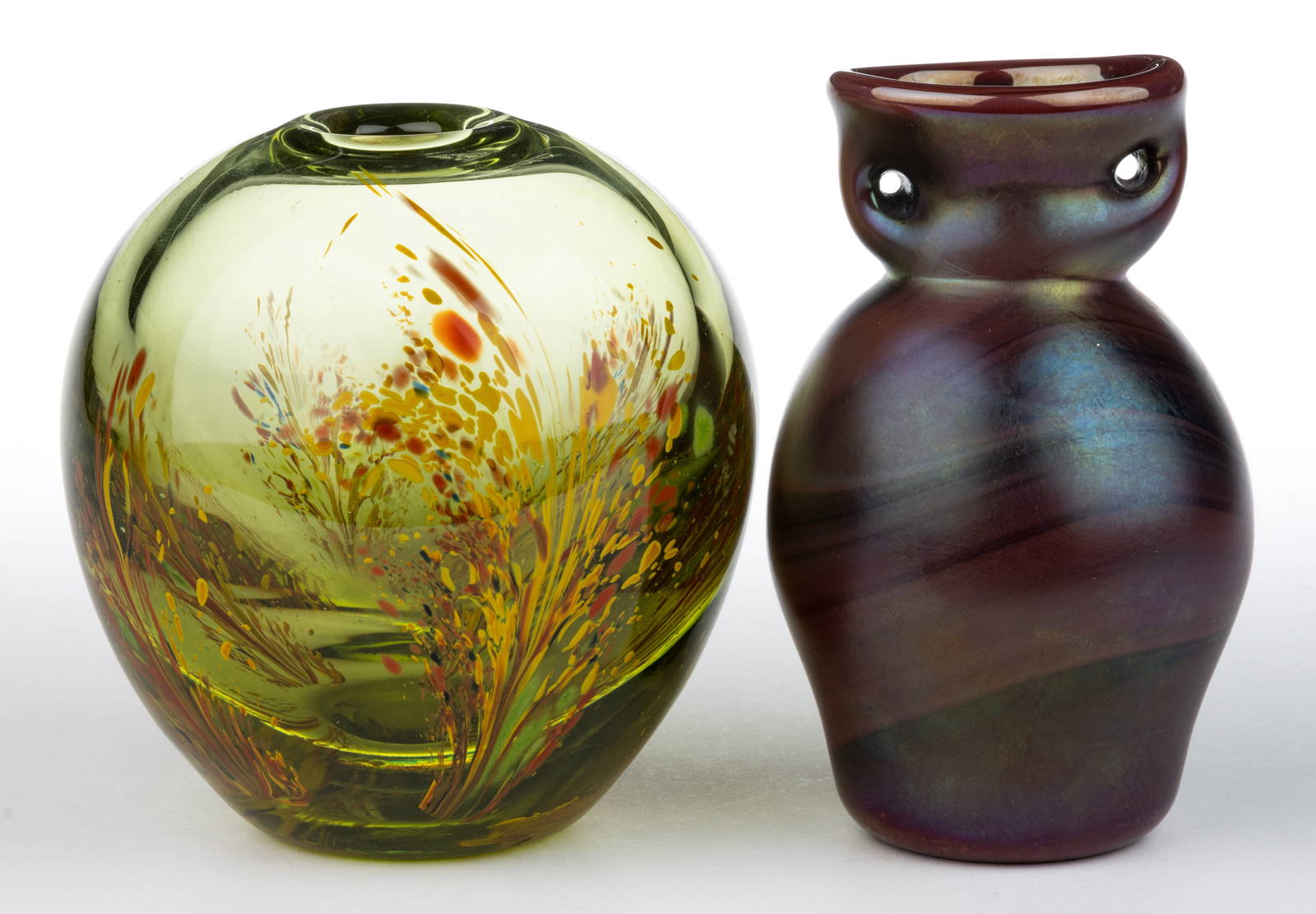 Dominic Labino (american, 1910-1987) Studio Art Glass Vases, Lot Of Two ...