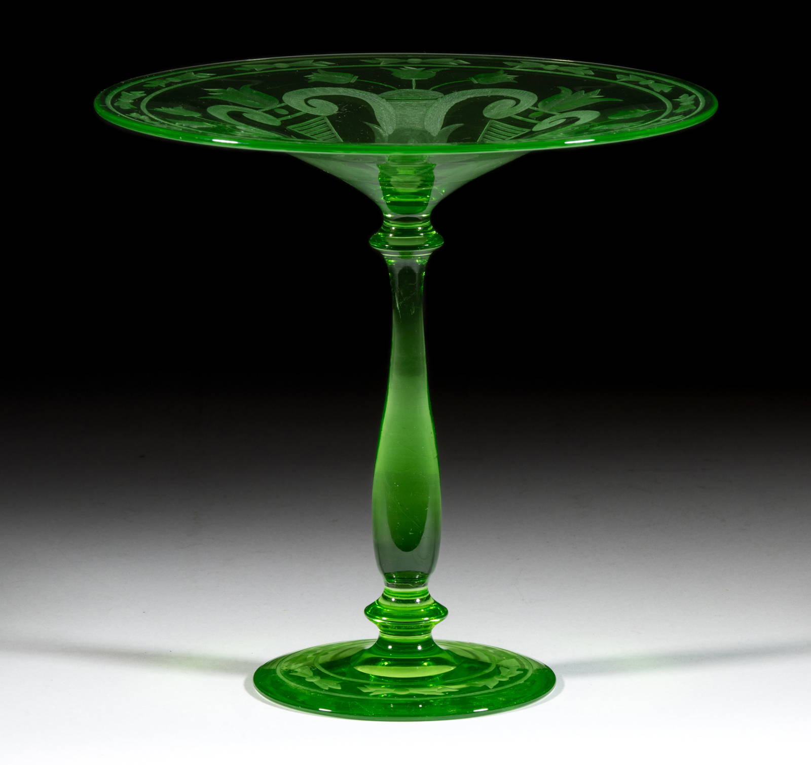 Pairpoint Osiris Engraved Art Glass Compote Auction