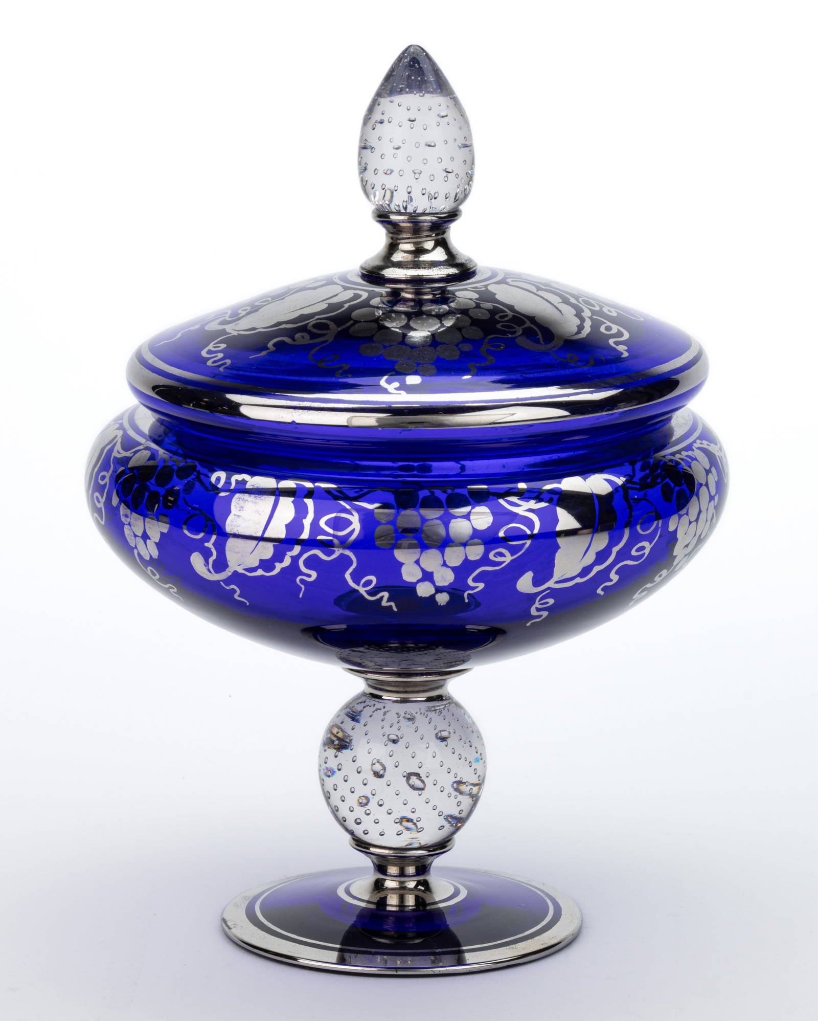 Pairpoint Silver-overlay Art Glass Covered Compote Auction