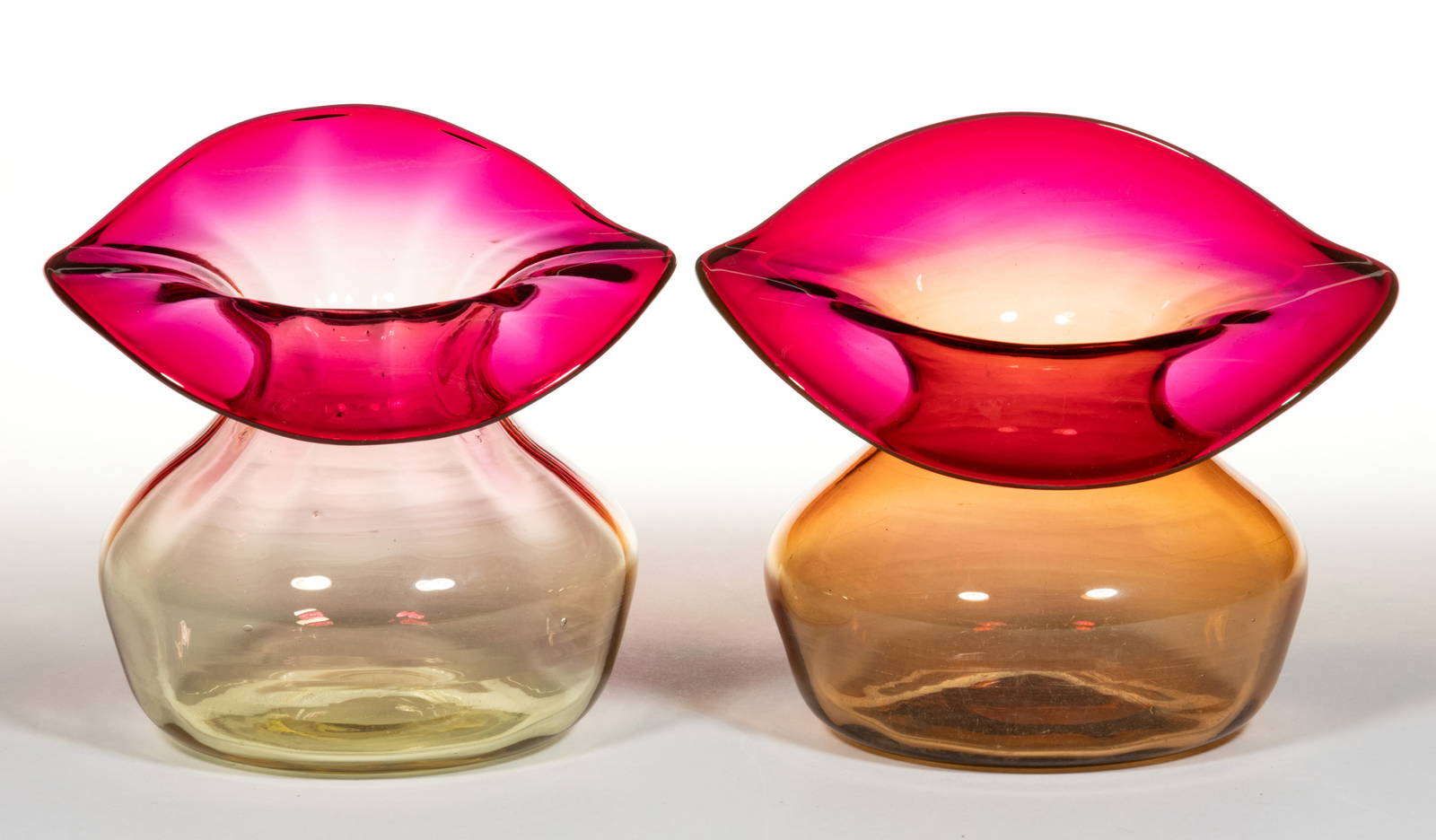 Signed Libbey No. 3014 Panel-optic Glass Near Pair Of Vases Auction