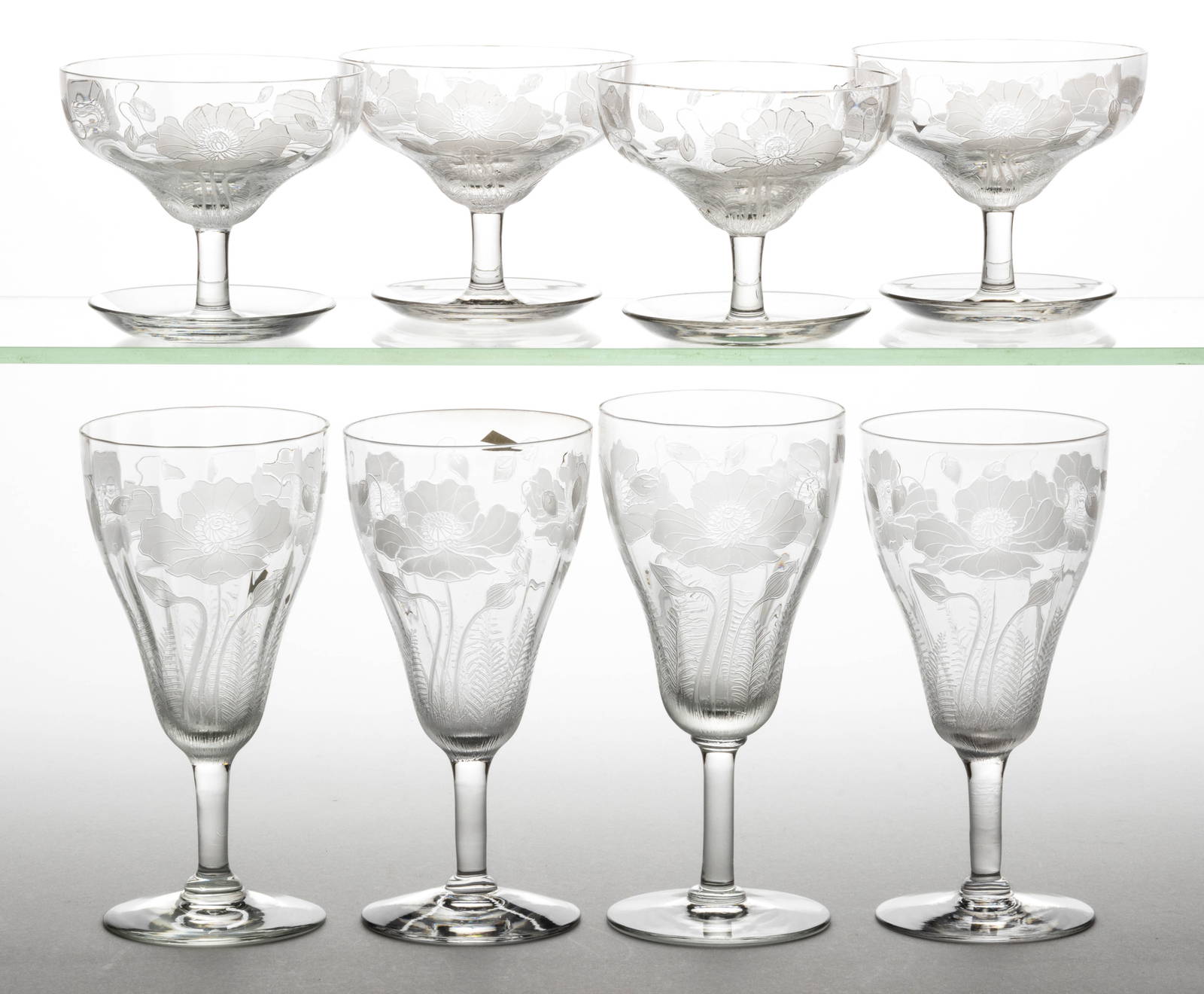 Locke Art Glass Poppy Articles, Lot Of Eight Auction