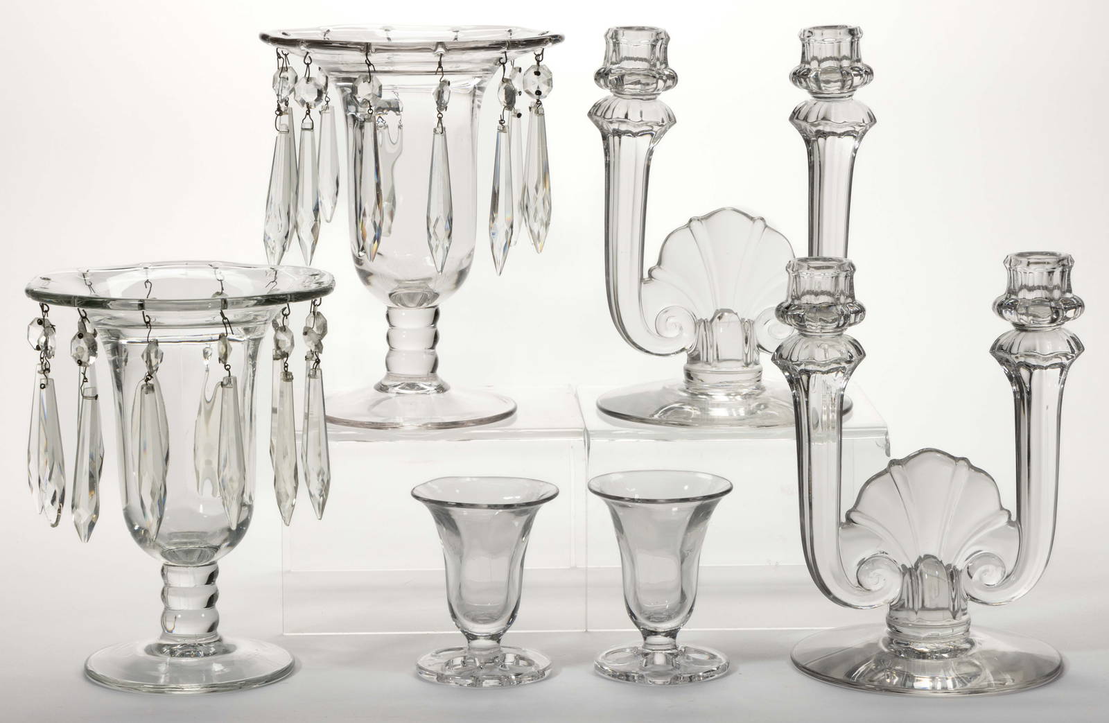 Heisey No 1511 Toujours Pressed Glass Candlesticks Candle Vase