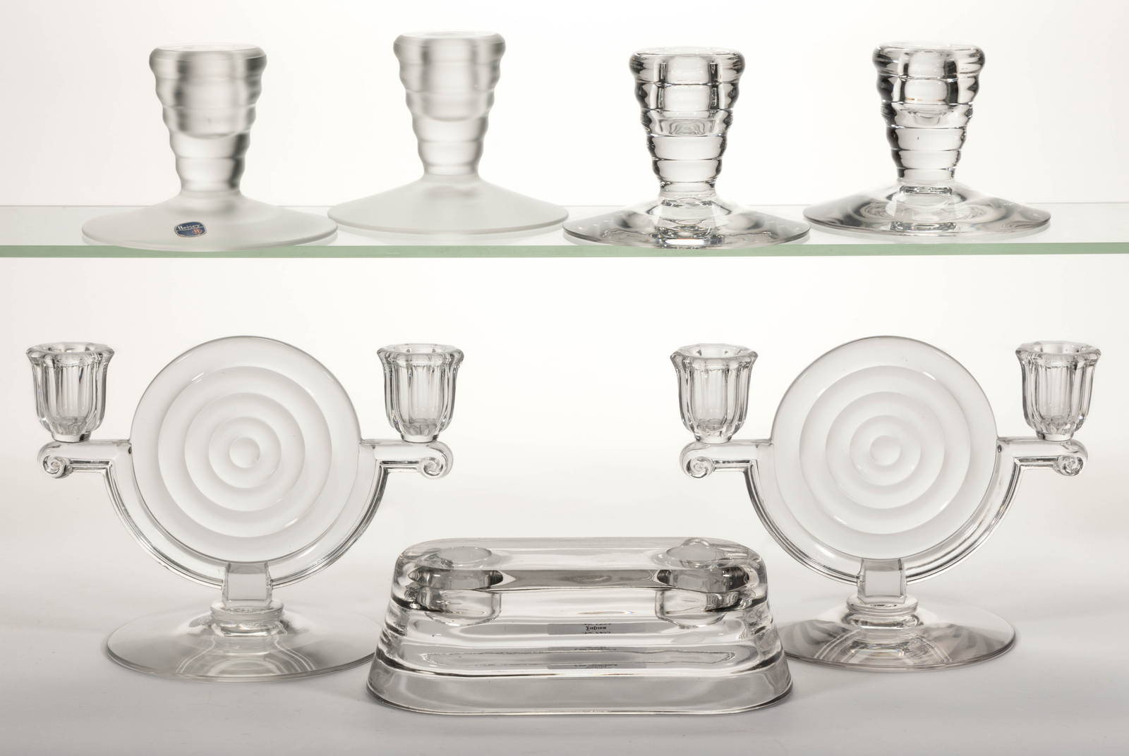 Heisey No 1485 Saturn Pressed Glass Candlesticks Lot Of Seven Auction