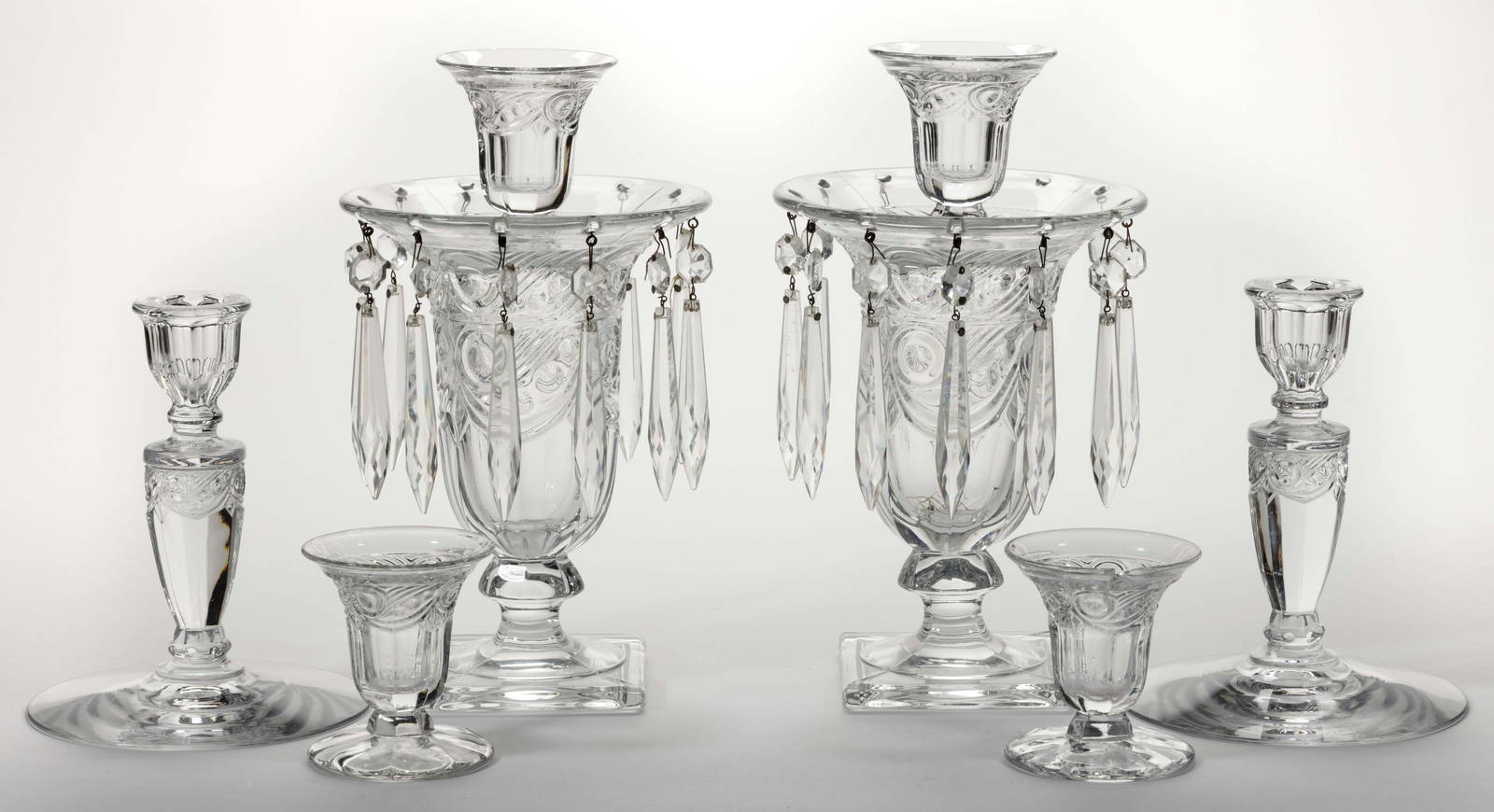 Heisey No 1405 Ipswich Pressed Glass Candlesticks Candle Vase