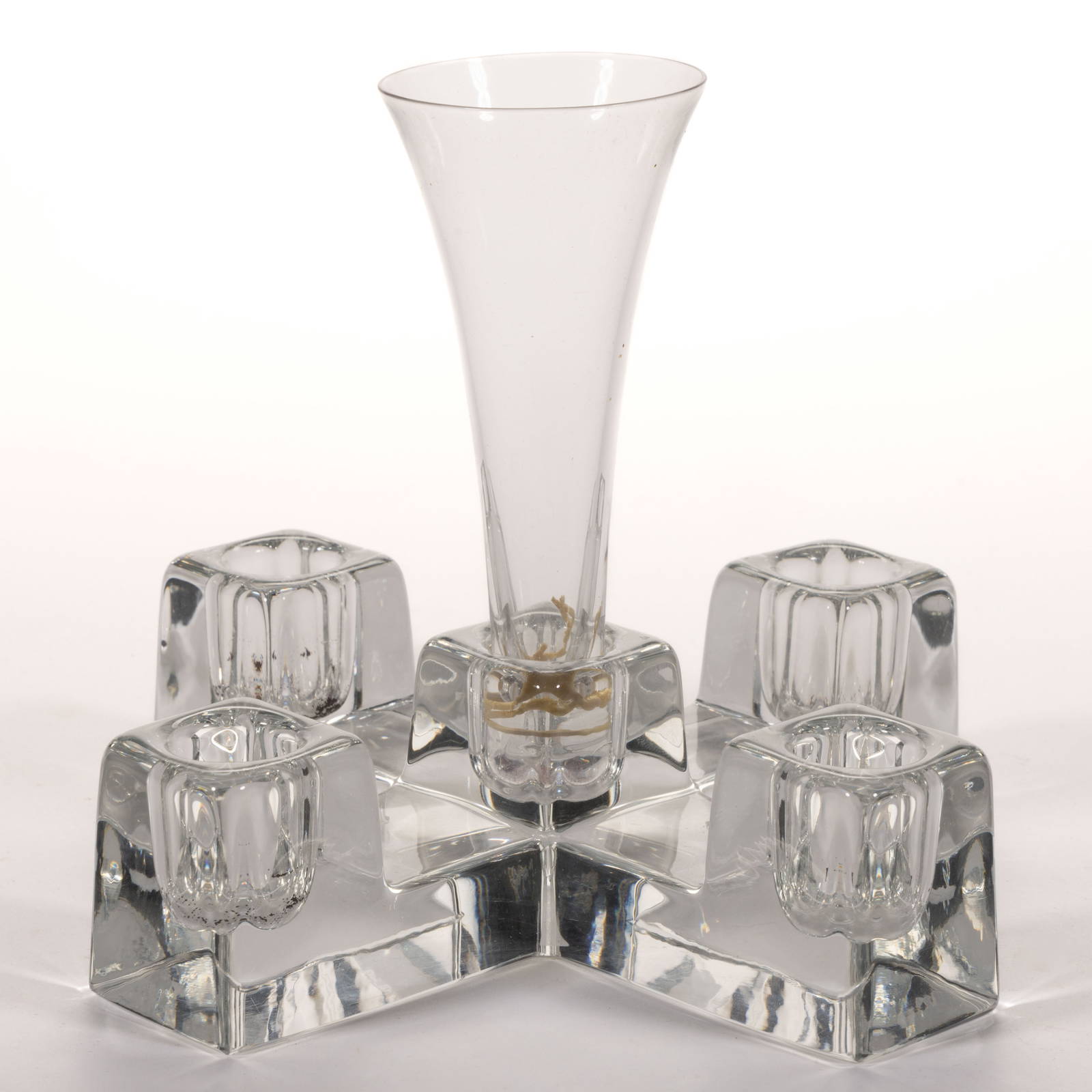 Heisey No 1619 Block Five Pressed Glass Candle Centerpiece Auction