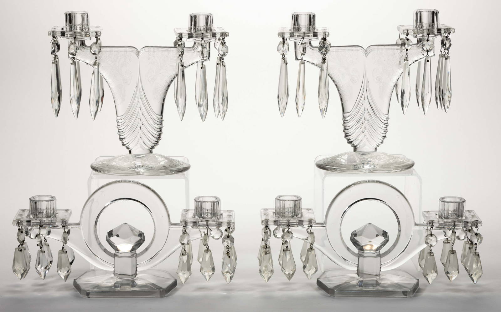 Assorted Heisey Pressed Glass Candlesticks Lot Of Four Auction