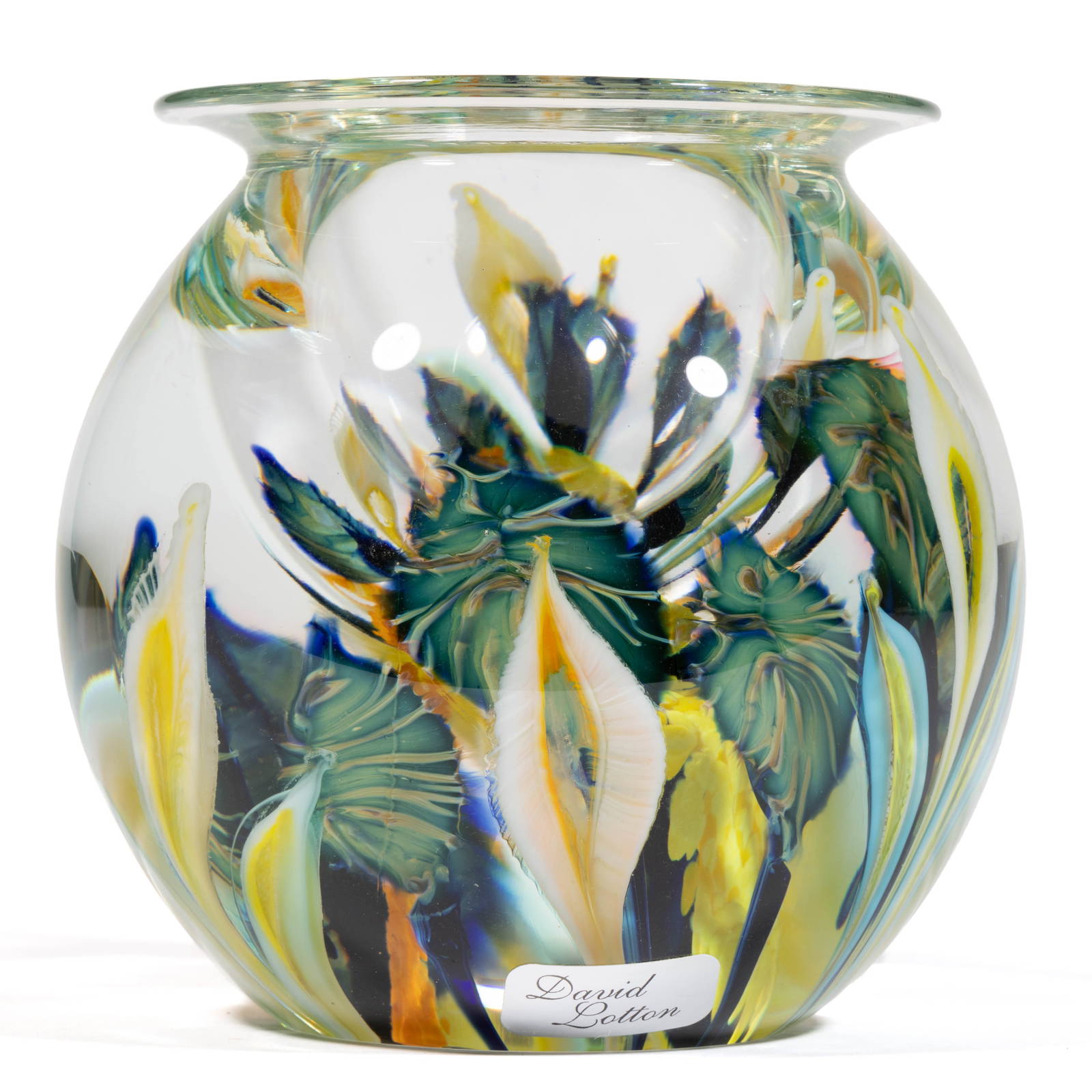 Daniel Lotton (american, B. 1963) Floral Studio Art Glass Paperweight ...