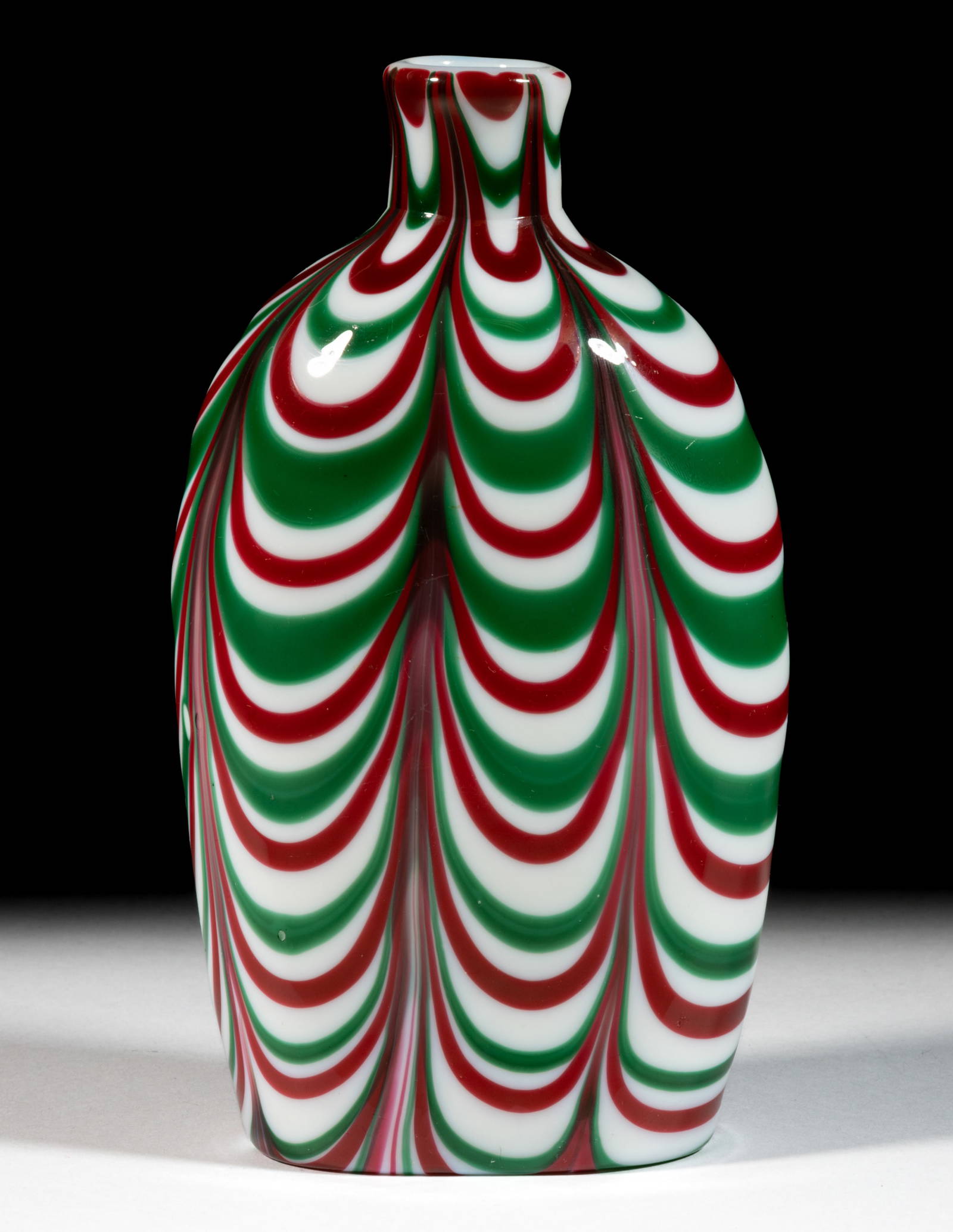 Free-blown Marbrie Loop Decorated Flask Auction